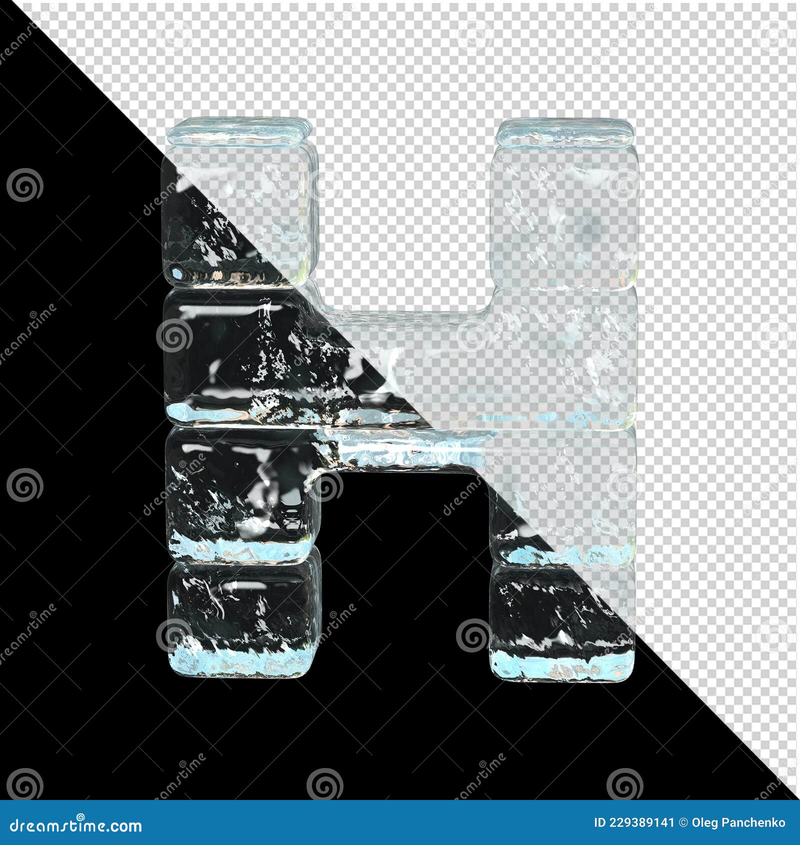 Ice Letters on a Transparent Background. 3d Ice Letter H Stock Image ...