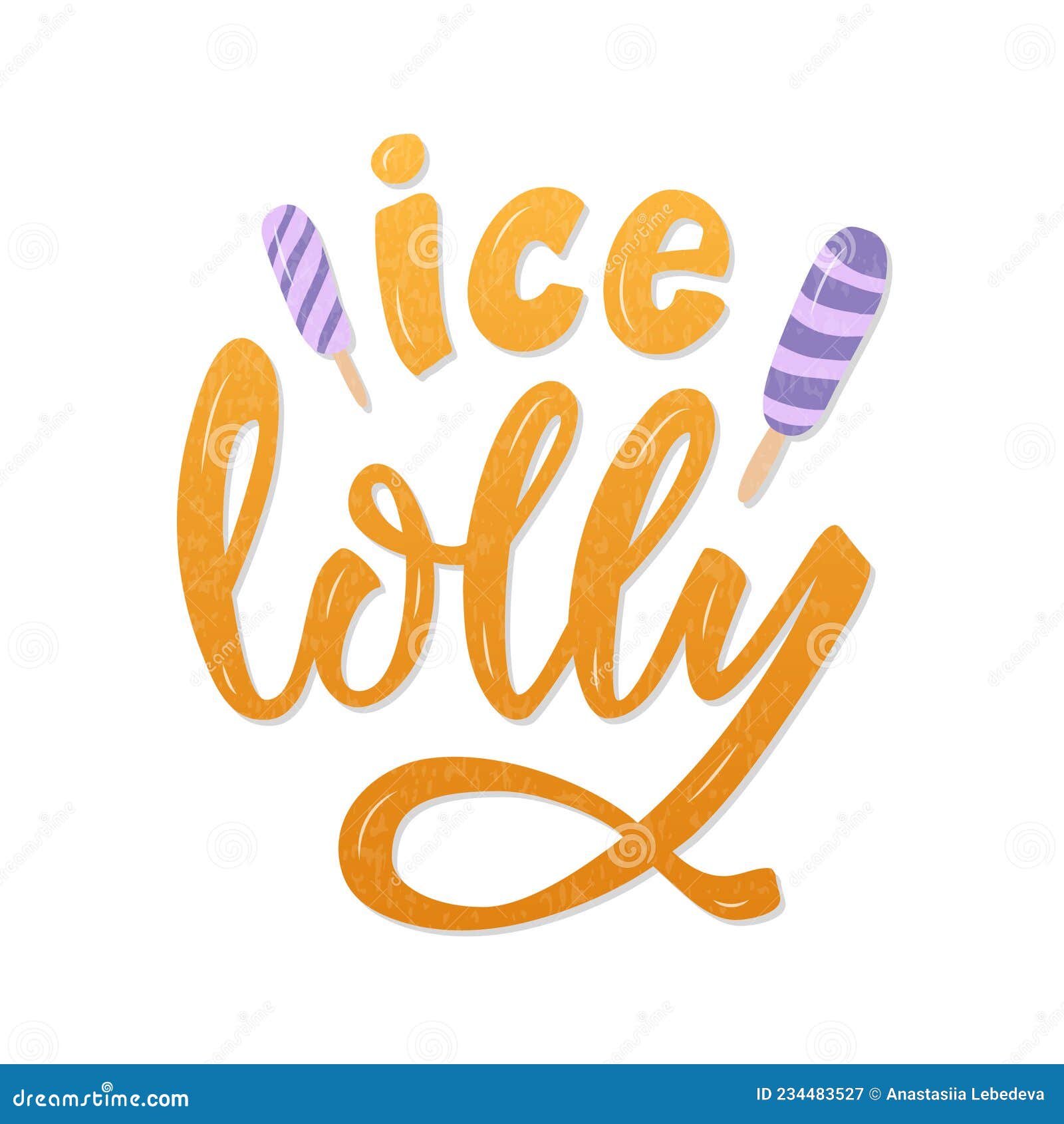 Ice Lolly Creative Orange Text with Texture and Color Gradient Stock ...