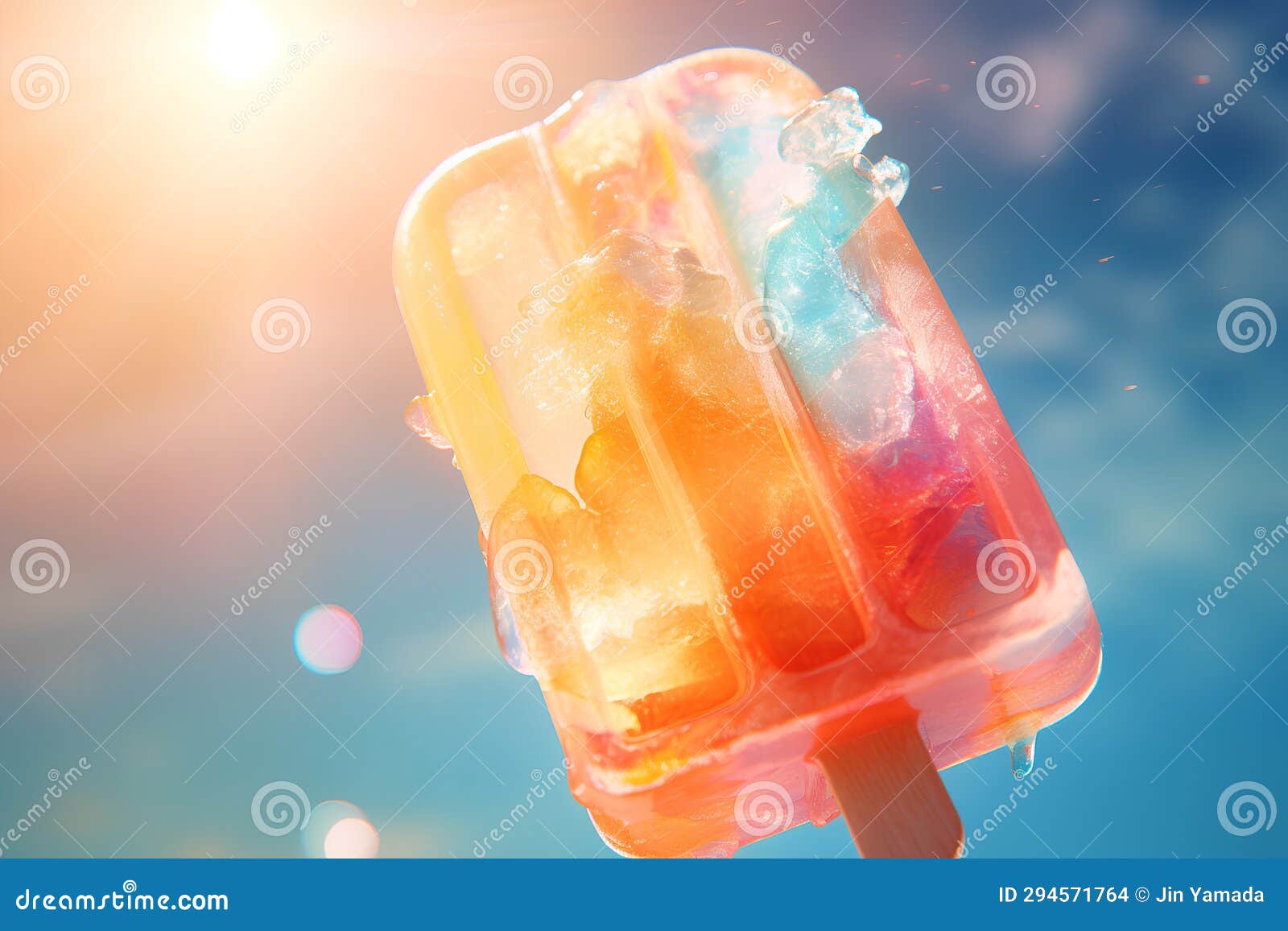 Ice Lolly on a Stick on a Background of Blue Sky. Stock Illustration ...