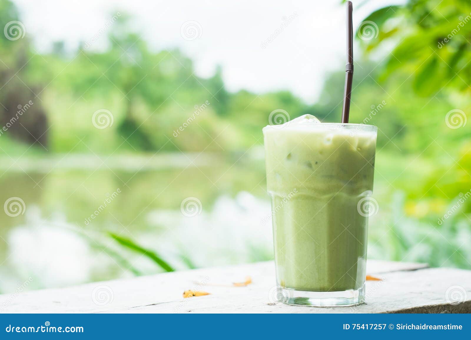 Ice Macha Green Tea stock image. Image of space, clear - 75417257