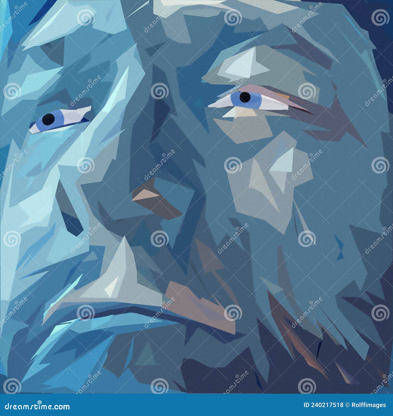 Ice Man Face in Blue Colors Stock Illustration - Illustration of ...