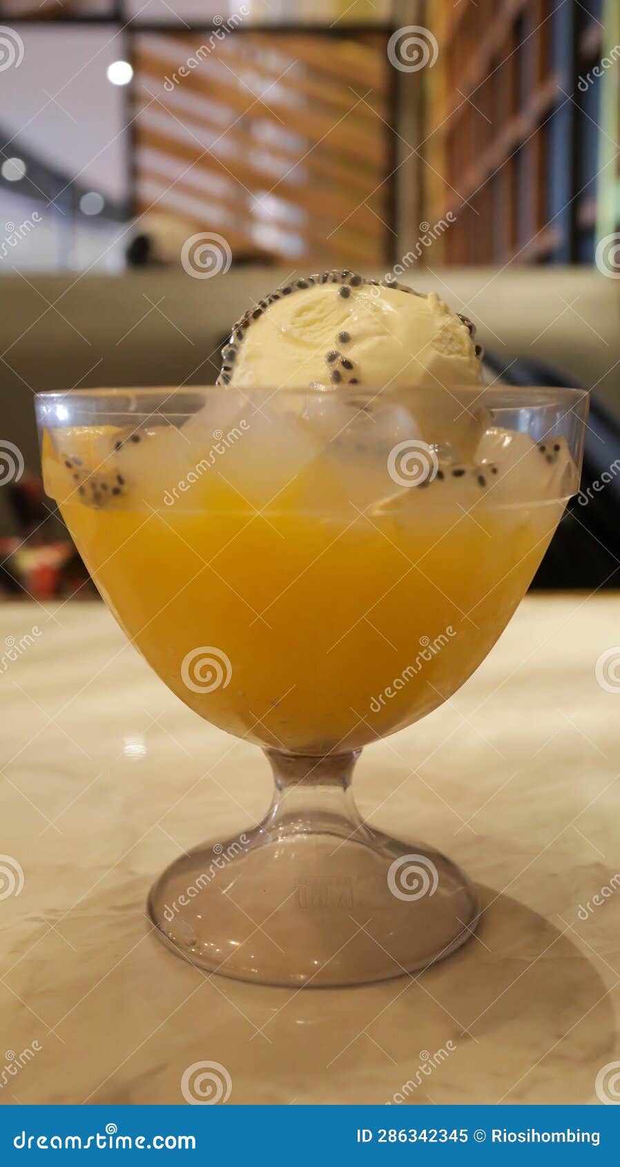 Ice Mango Nata De Coco Ice Cream Dessert with Chia Seed Toppings Stock ...