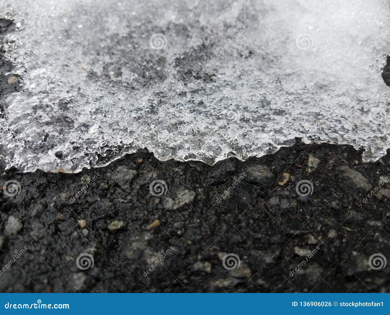 Ice Melting on Black Asphalt or Pavement Stock Photo - Image of winter ...