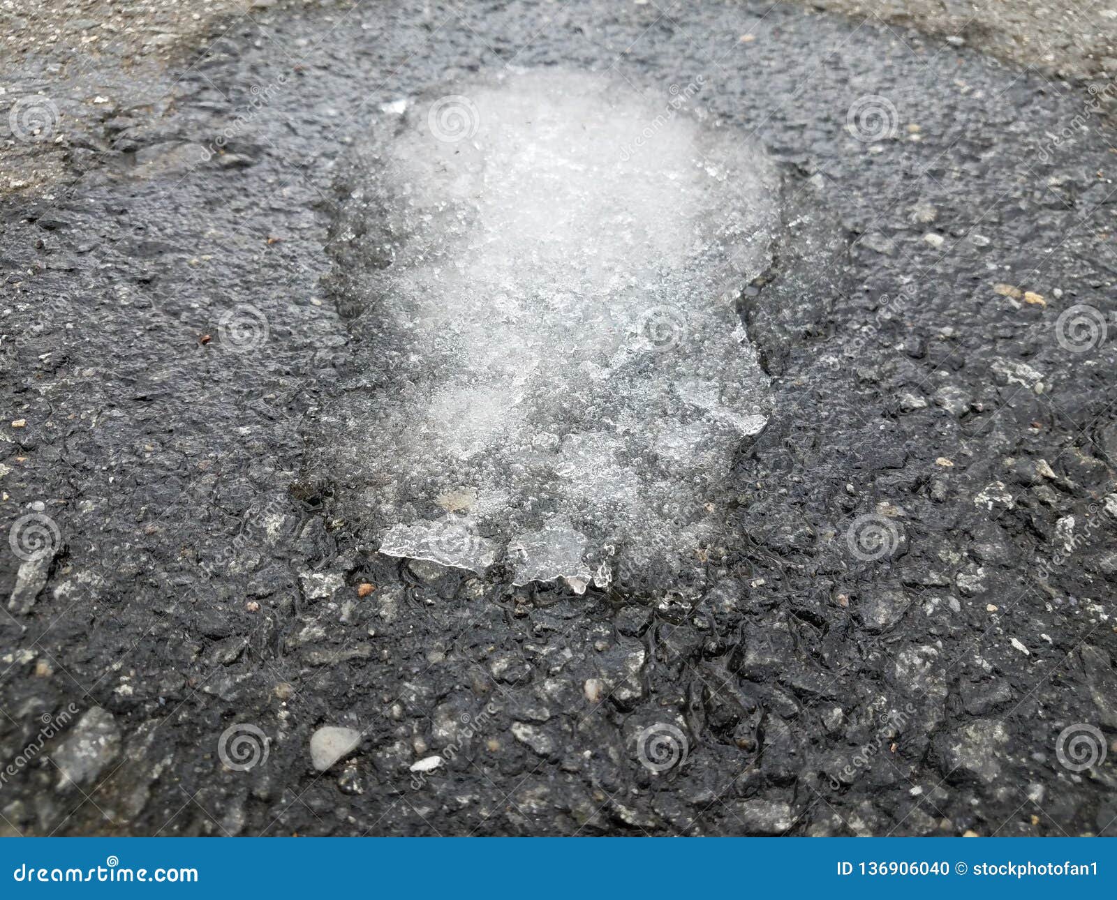 Ice Melting on Black Asphalt or Pavement Stock Photo - Image of winter ...