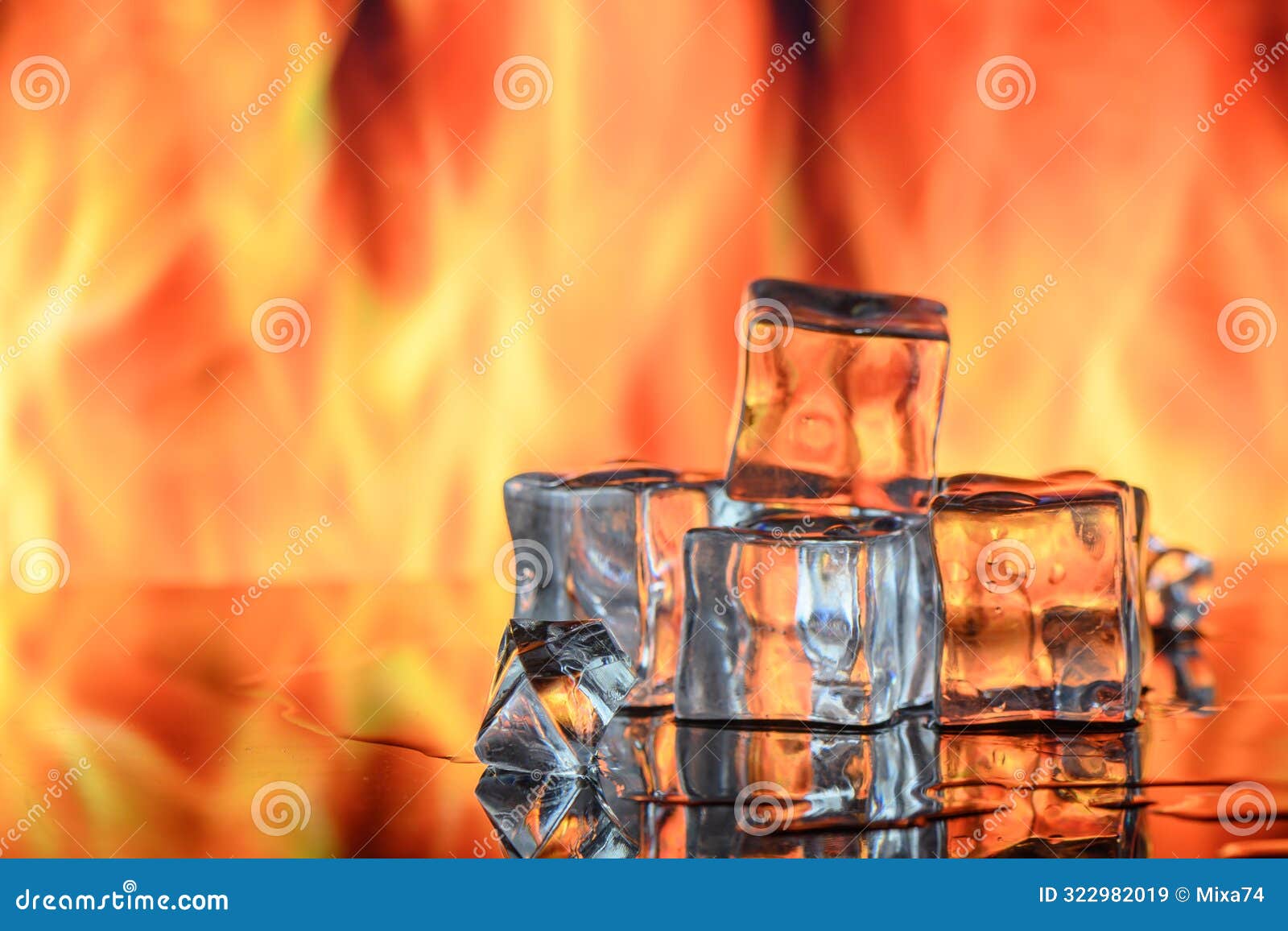 Ice Melting with Flames on Background. 1 Stock Image - Image of heat ...