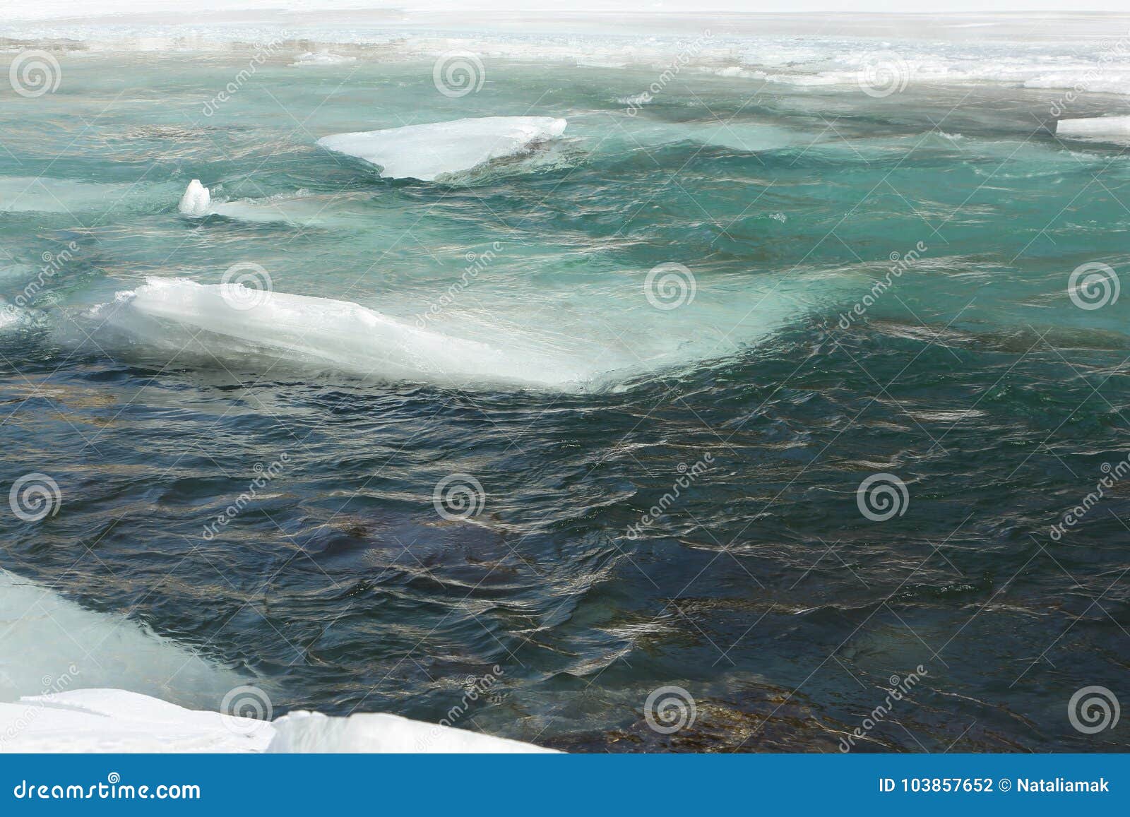 Ice Melting on the River in the Spring Stock Photo - Image of cold ...