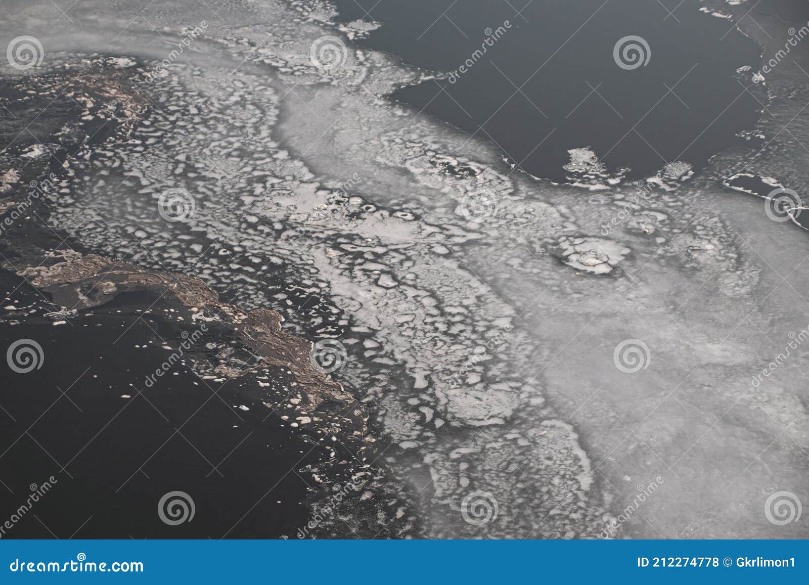 Ice Melts and Water Pollution by Waste is Visible Stock Photo - Image ...