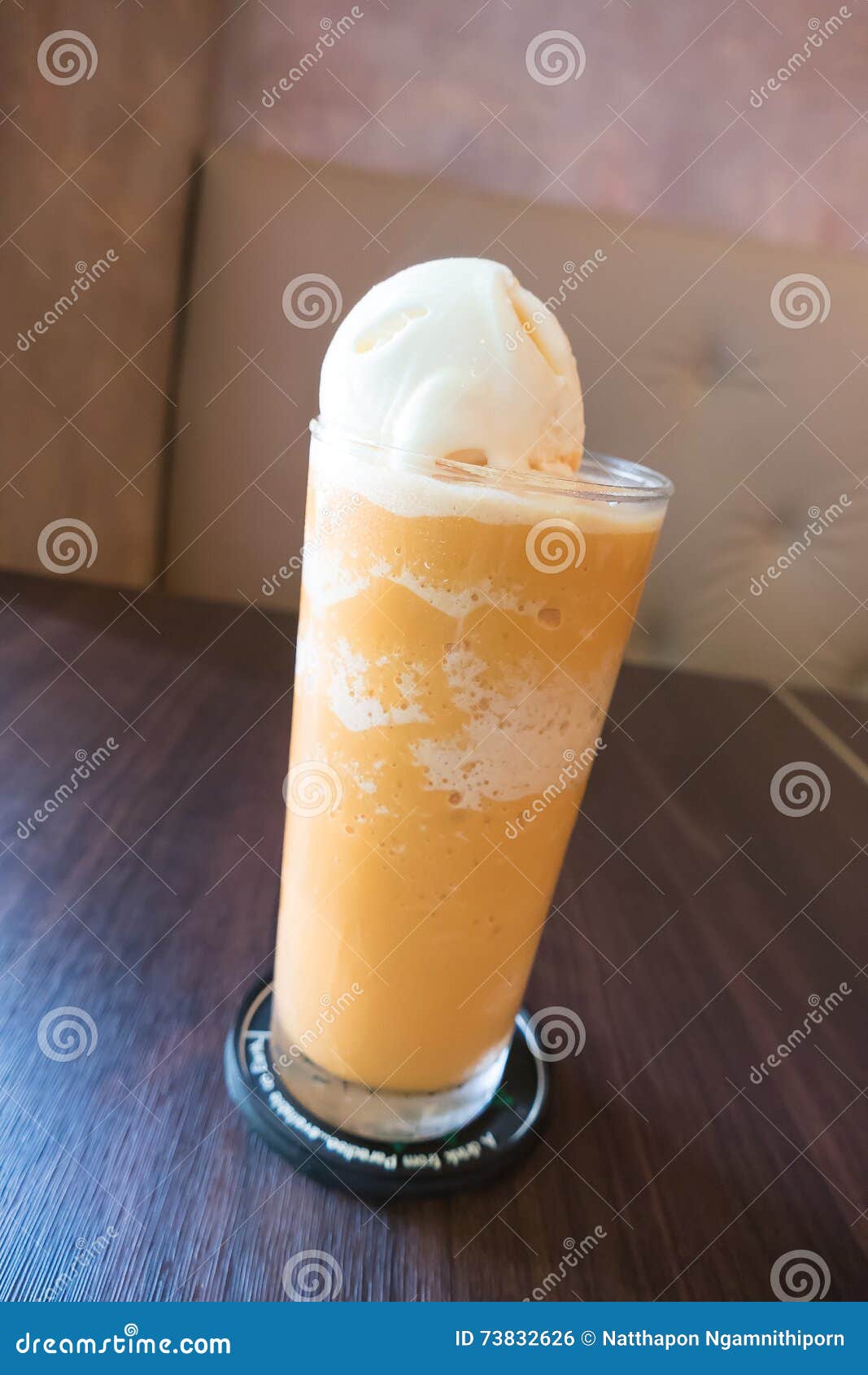 Ice Milk Tea with Ice-cream Stock Photo - Image of single, color: 73832626
