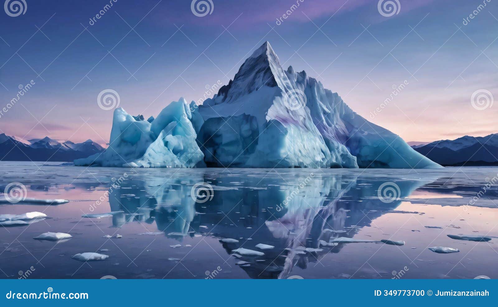An Ice Mountain Reflecting Gradients of Icy Blue and Lavender Stock ...