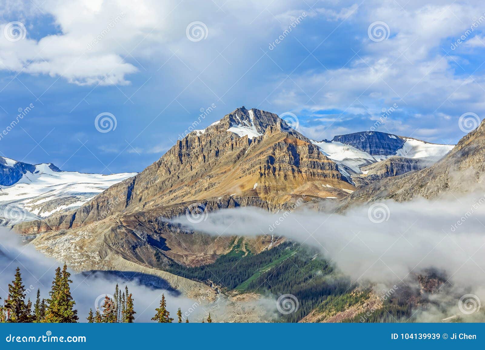 Ice on Mountain Top with Clouds Stock Image - Image of winter ...