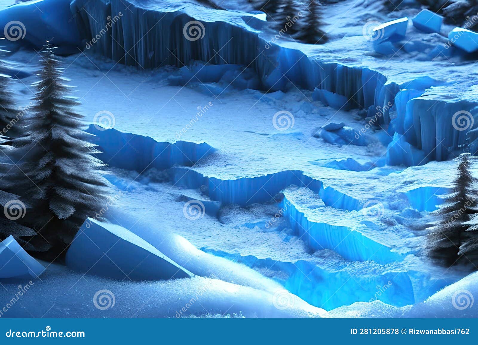 Ice Mountain and Tree Wallpaper Background Stock Illustration ...