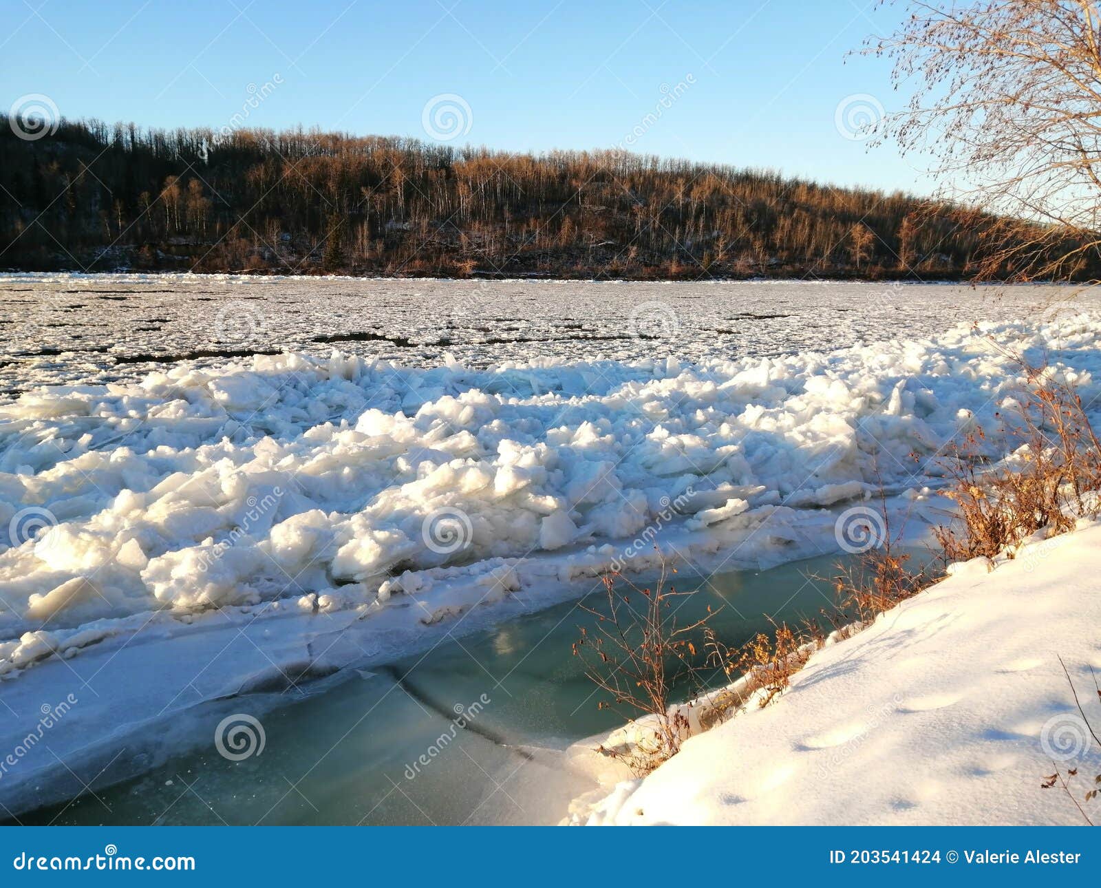 Ice on North Saskatchewan River Stock Photo - Image of landscape ...