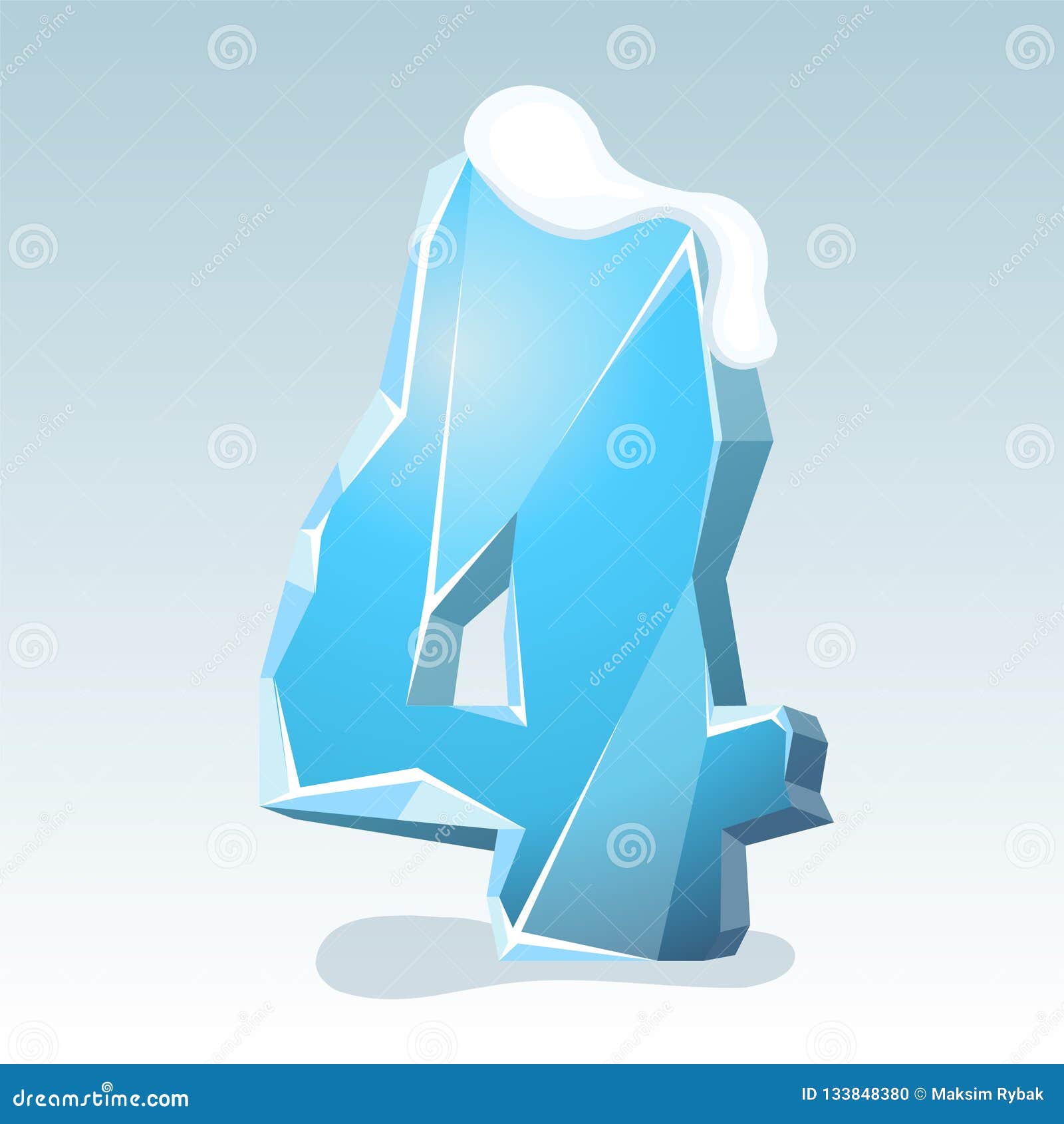 Ice number four stock vector. Illustration of snow, numeral - 133848380