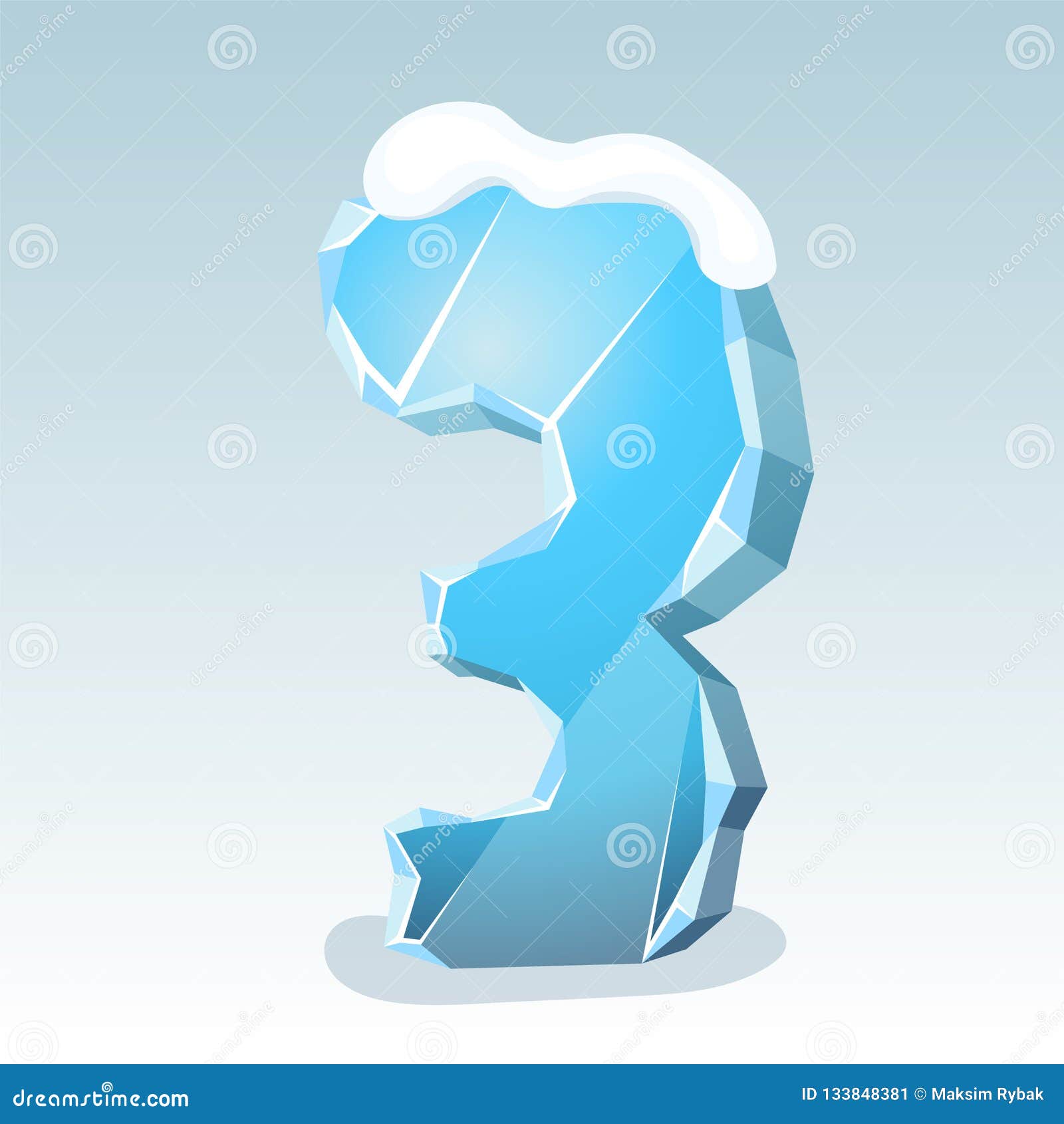 Ice number three stock vector. Illustration of glass - 133848381