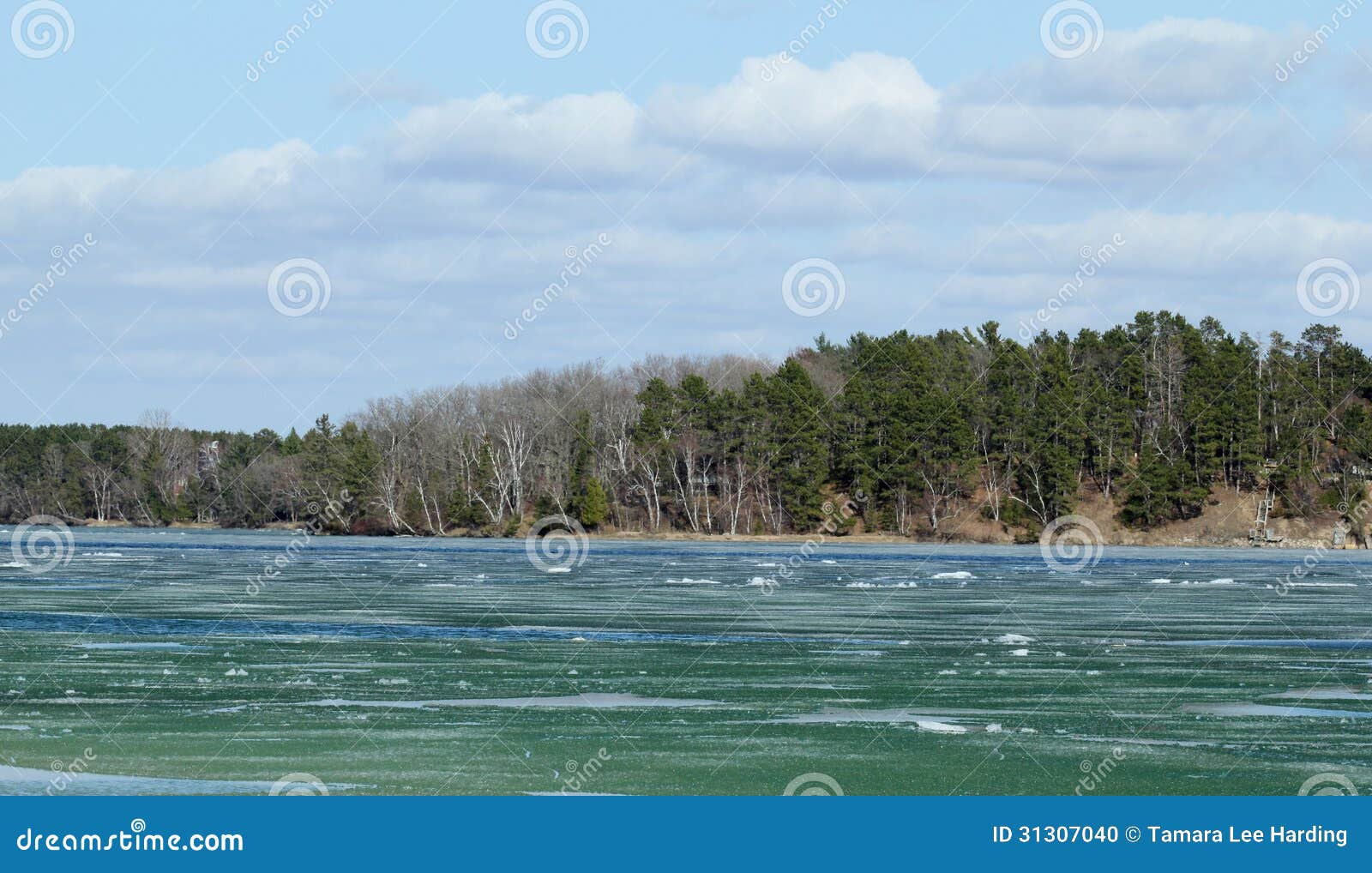 Ice out on lake stock photo. Image of recreation, clouds - 31307040