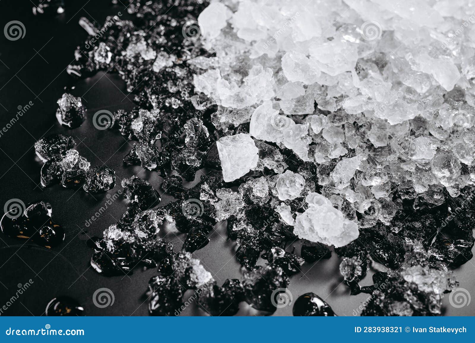 Ice Particles on a Black Background Stock Image - Image of abstract ...