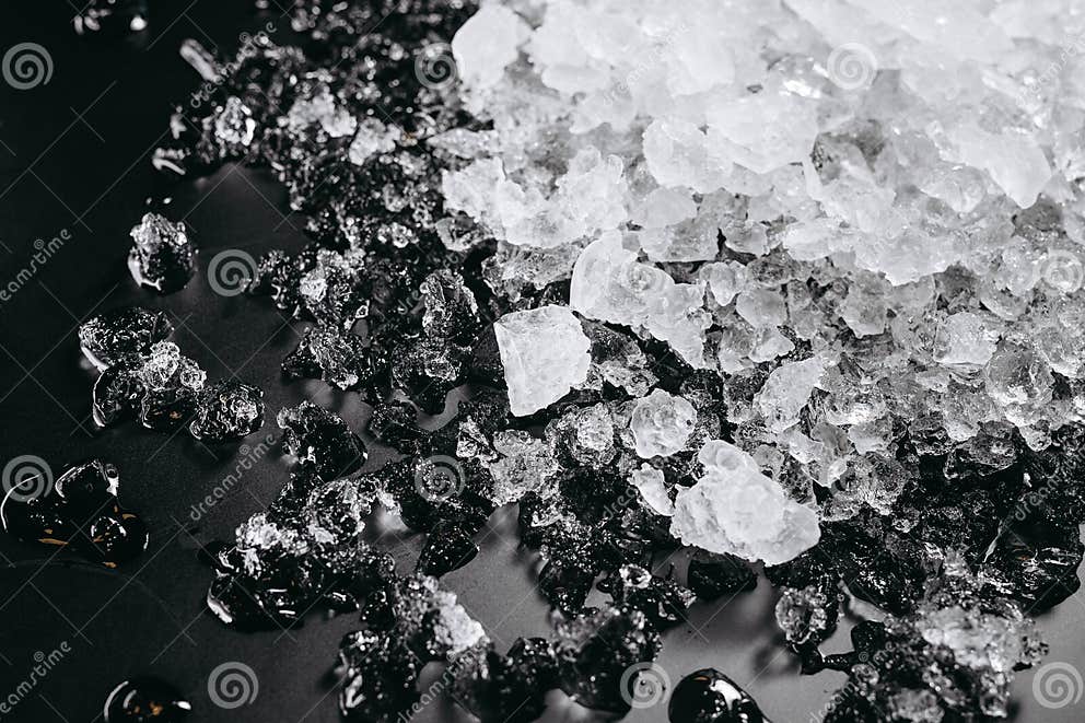 Ice Particles on a Black Background Stock Image - Image of abstract ...