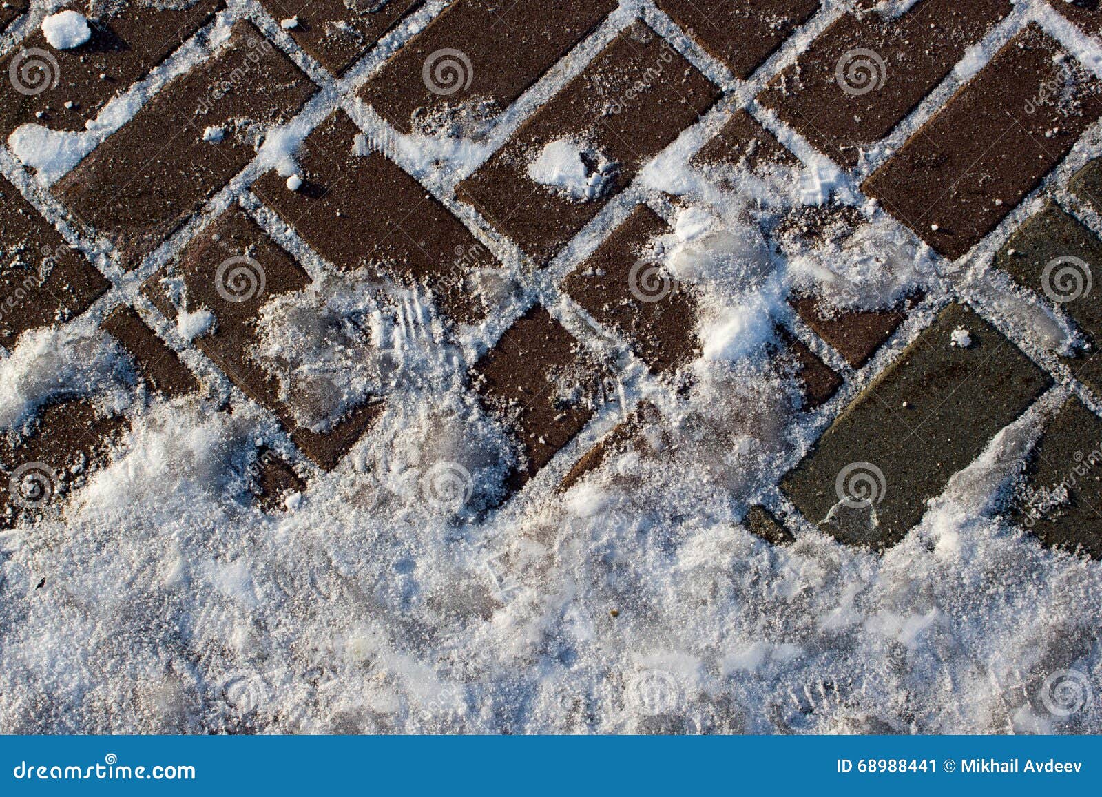 Ice on the pavement stock image. Image of snow, brick - 68988441