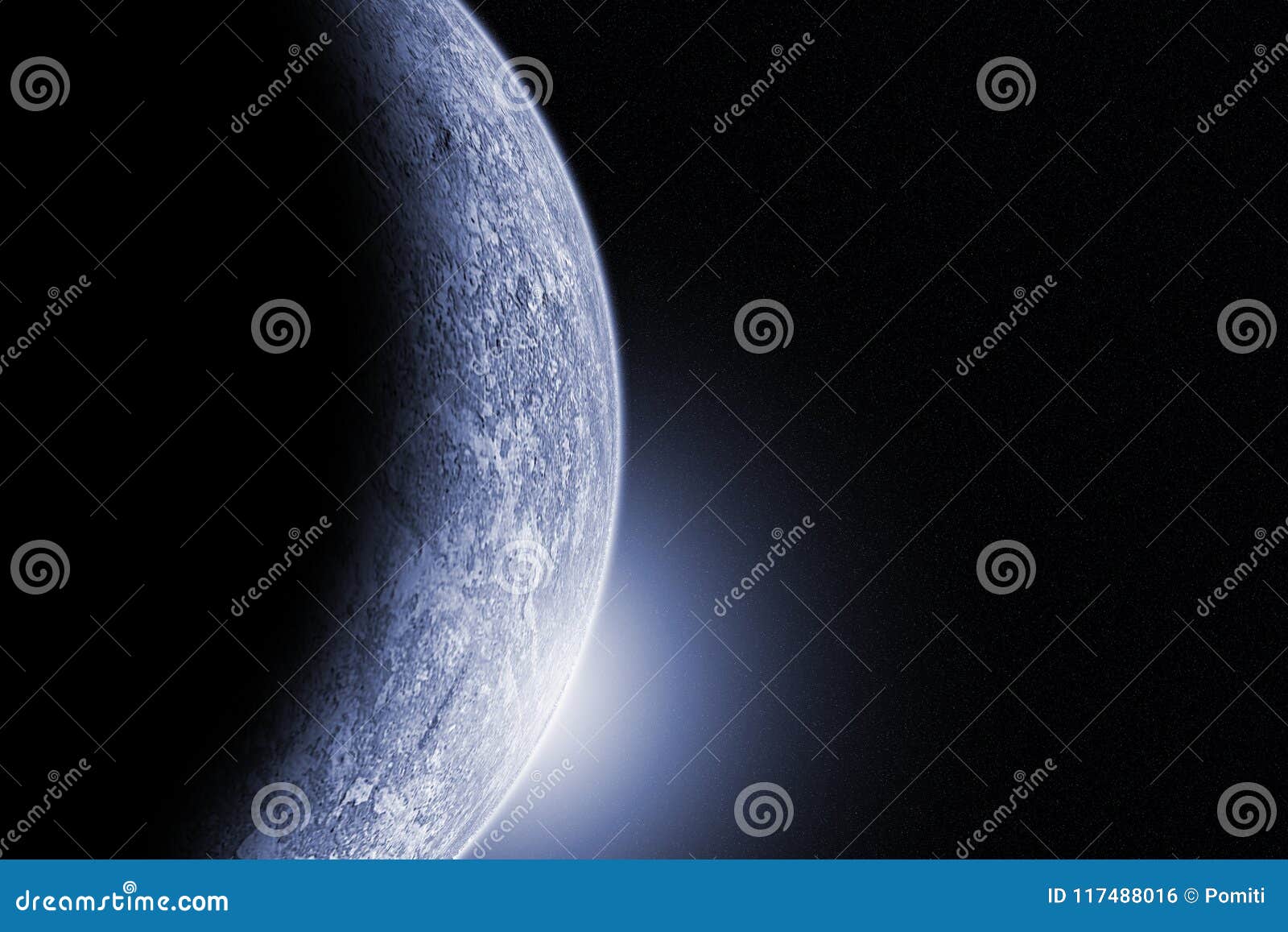 Ice Planet in Dark Space, Illustration Generated by Computer Stock ...
