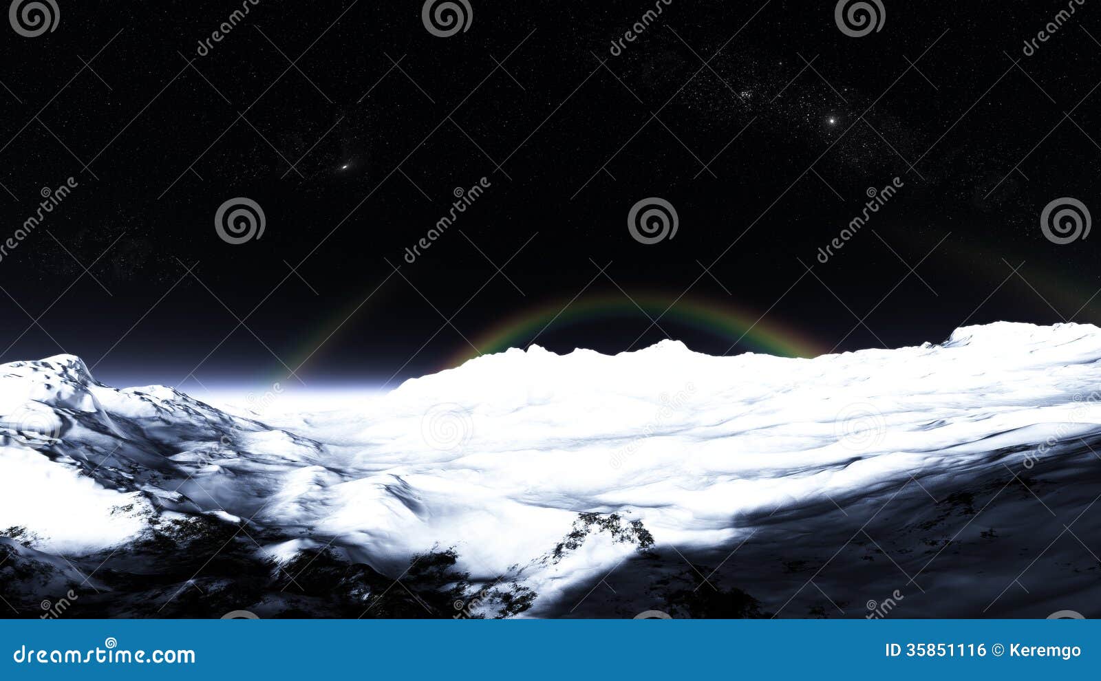 Ice Planet with Rainbows stock illustration. Illustration of render ...