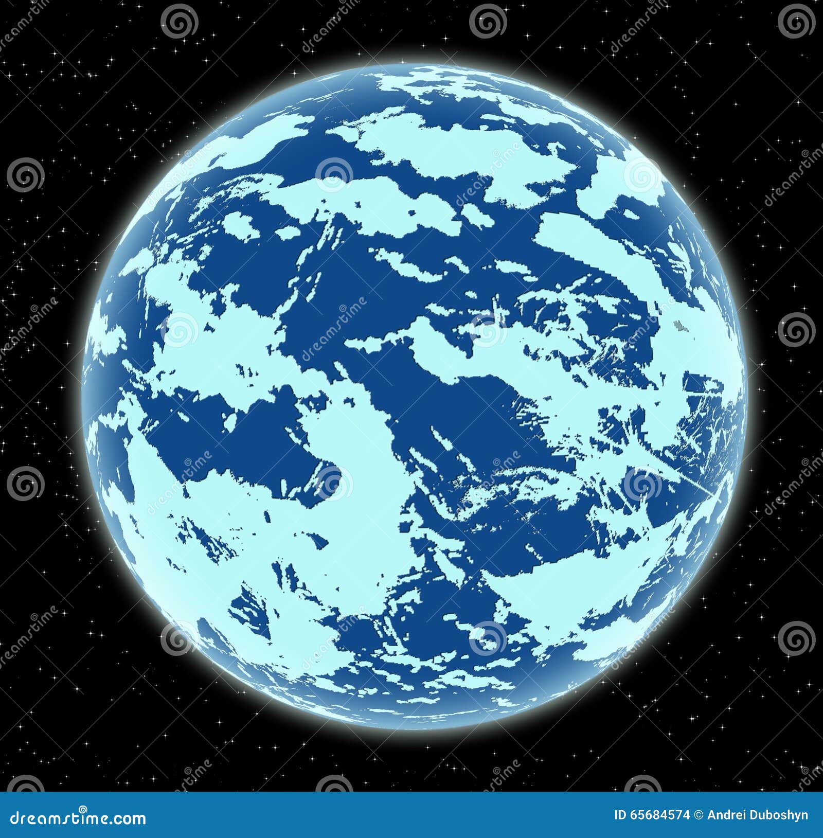 Ice planet in space stock illustration. Illustration of night - 65684574