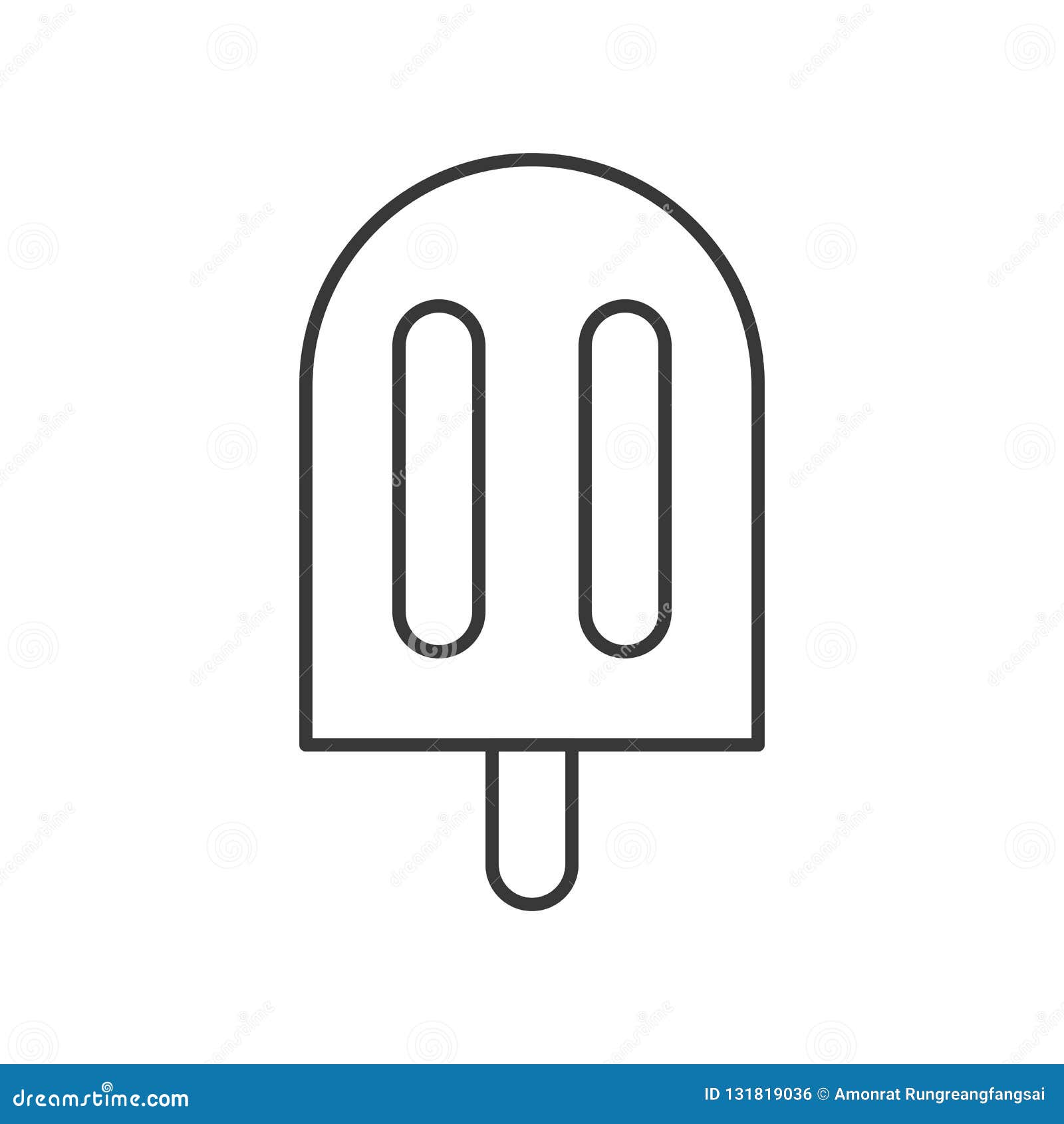 Ice Pop, Frozen Snack on a Stick Outline Icon Stock Vector ...