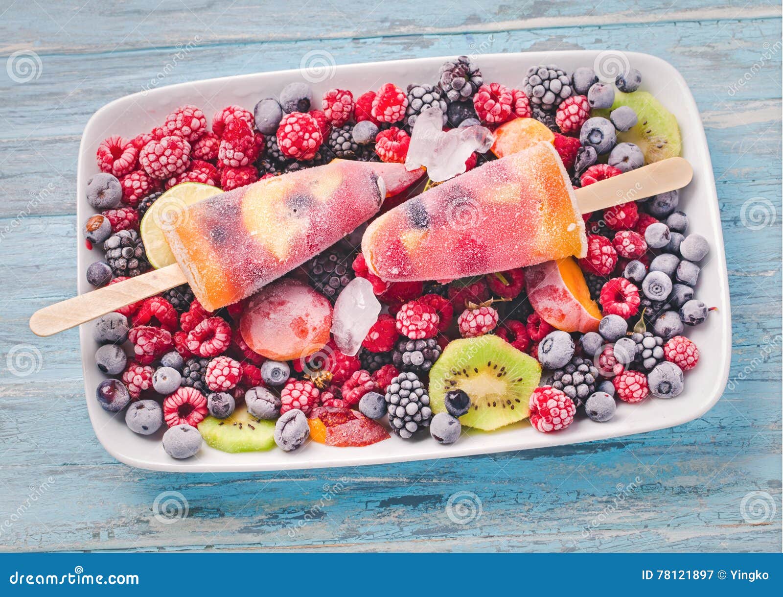 Ice pops on frozen berries stock image. Image of frozen - 78121897