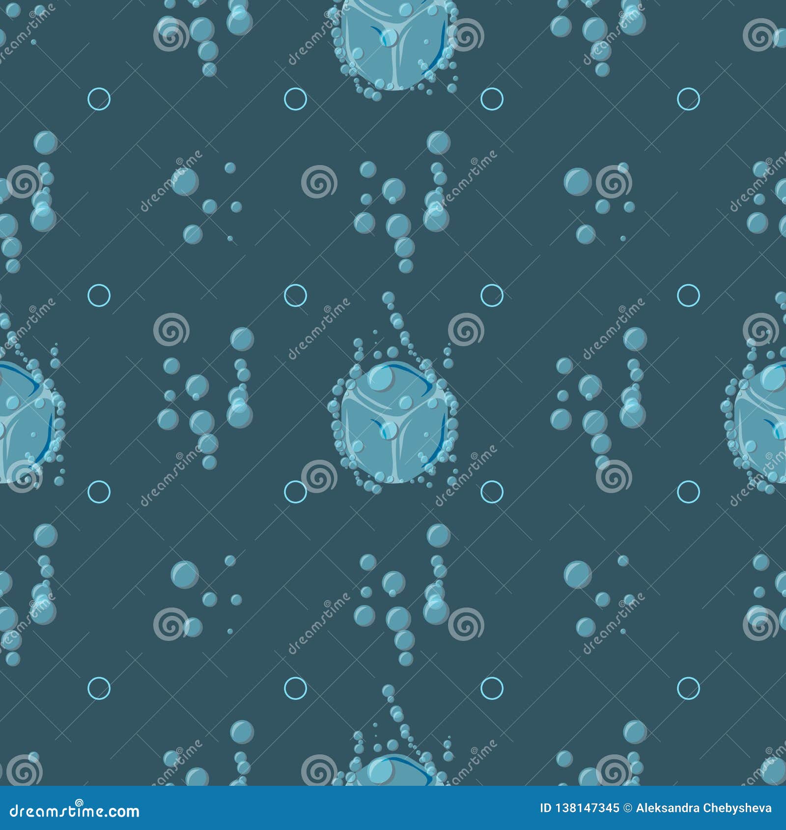 Ice Print. Seamless Pattern of Ice Cubes with Bubbles Vector ...