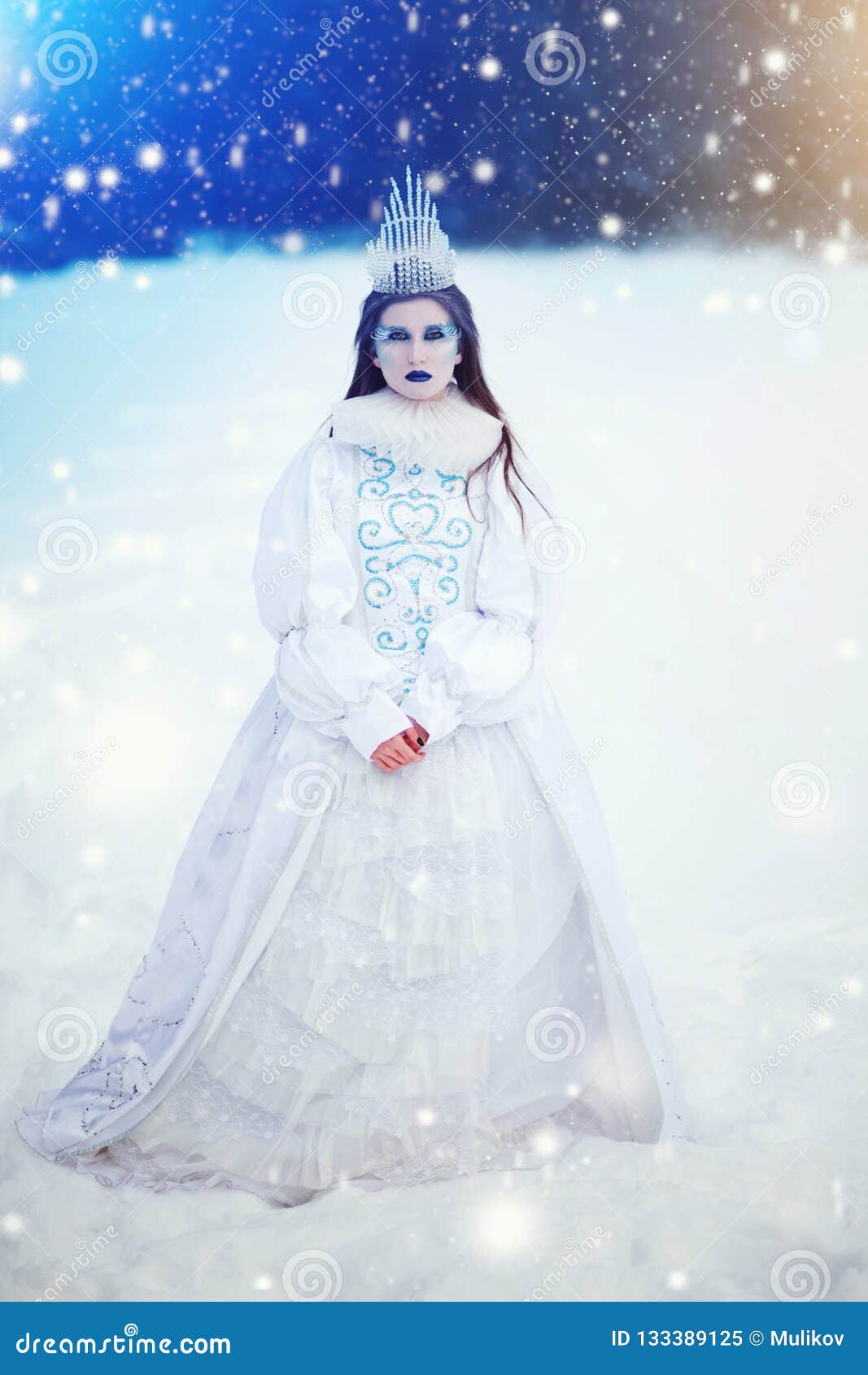 Ice Queen with Crown in Winter Landscape Stock Image - Image of fairy ...