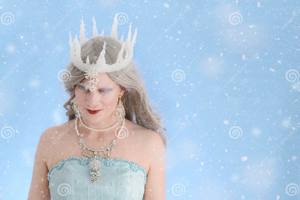 Ice queen with snow stock photo. Image of dress, fairytale - 71126868