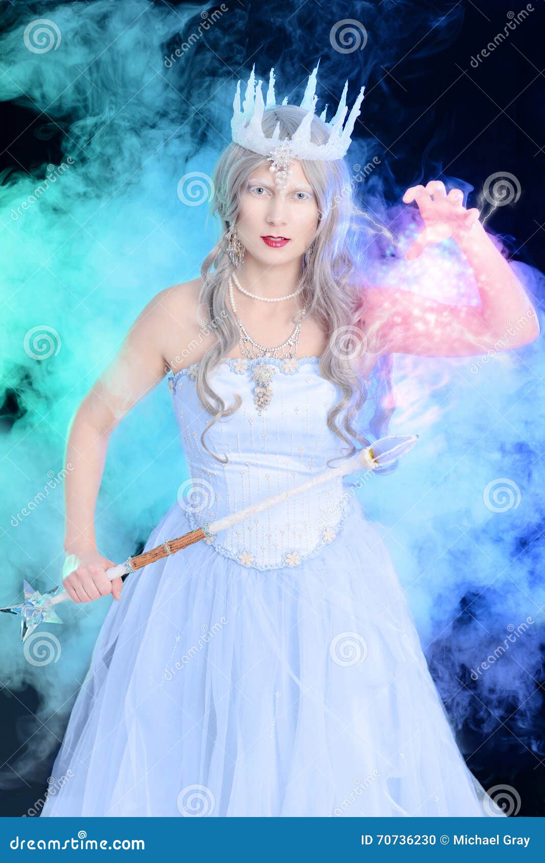Ice queen using magic stock photo. Image of fairytale - 70736230