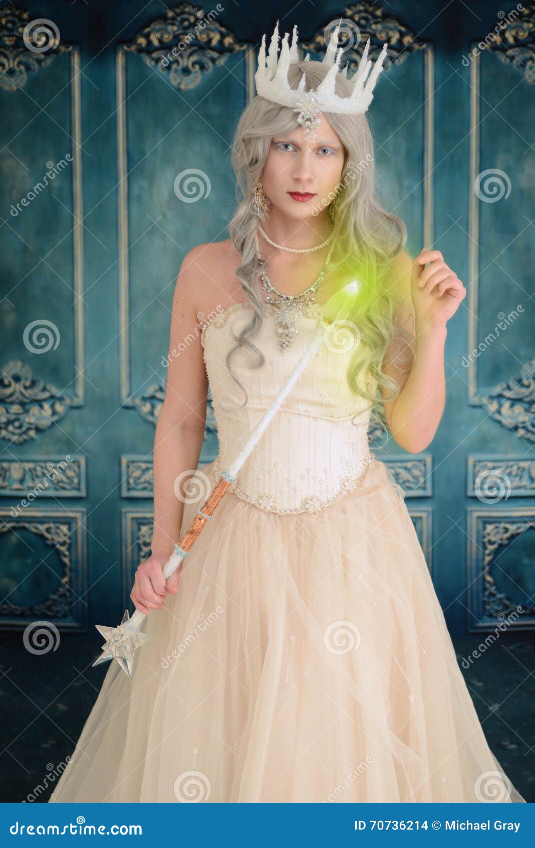Ice Queen with Wand Making Magic Stock Photo - Image of natural ...