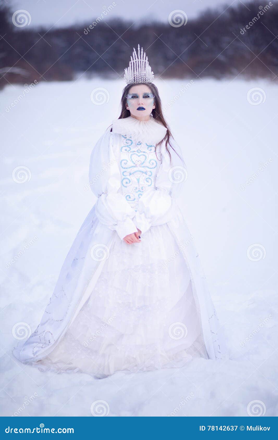 Ice Queen in Winter Landscape Stock Image - Image of dreaming, model ...