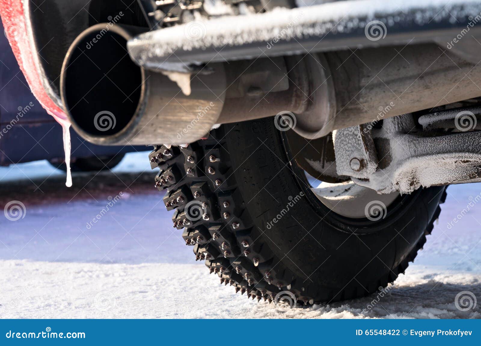 Ice-racing Tyre with Metal Spikes Stock Photo - Image of automobile ...