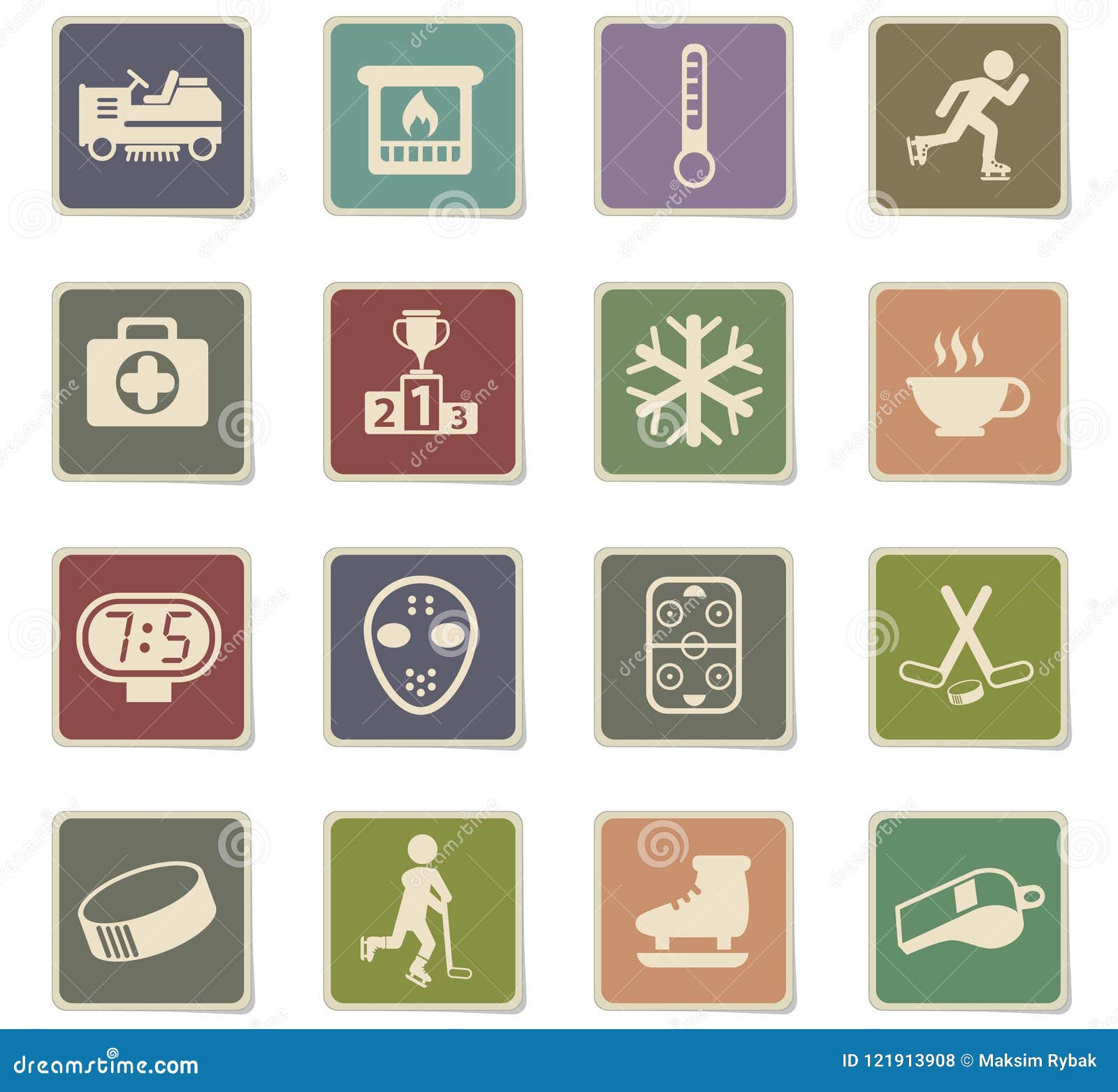 Ice rink icon set stock vector. Illustration of field - 121913908