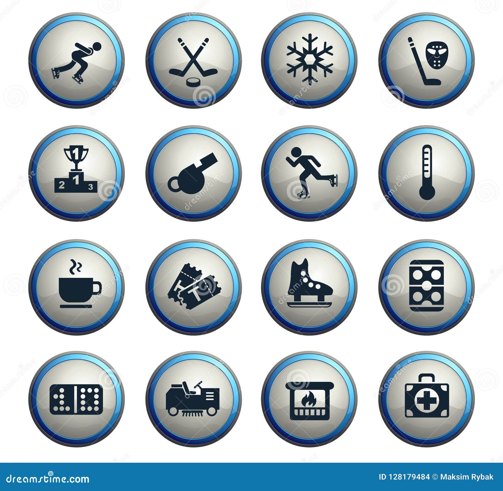Ice rink icon set stock vector. Illustration of snowflake - 128179484
