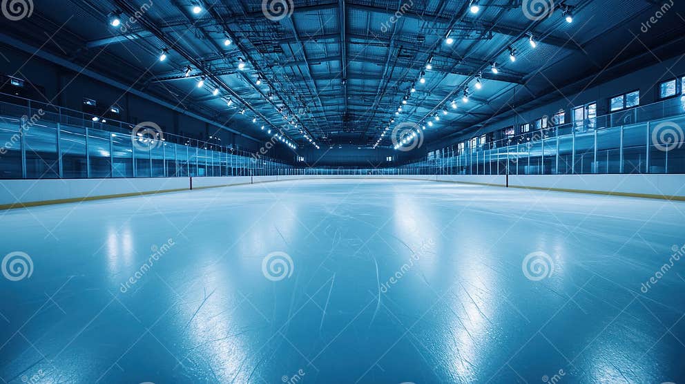 Ice Rink Interior with Bright Lighting and Smooth Surface Stock ...