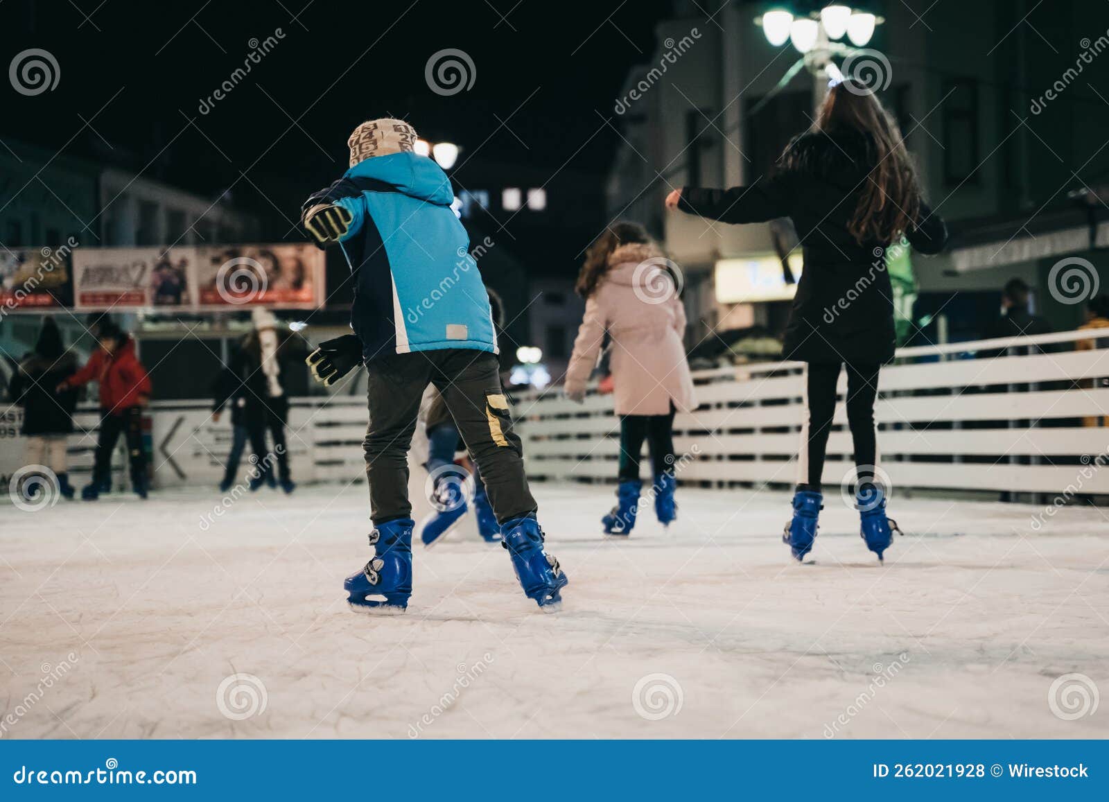 Ice Rink with Skating People Stock Photo - Image of recreation, leisure ...