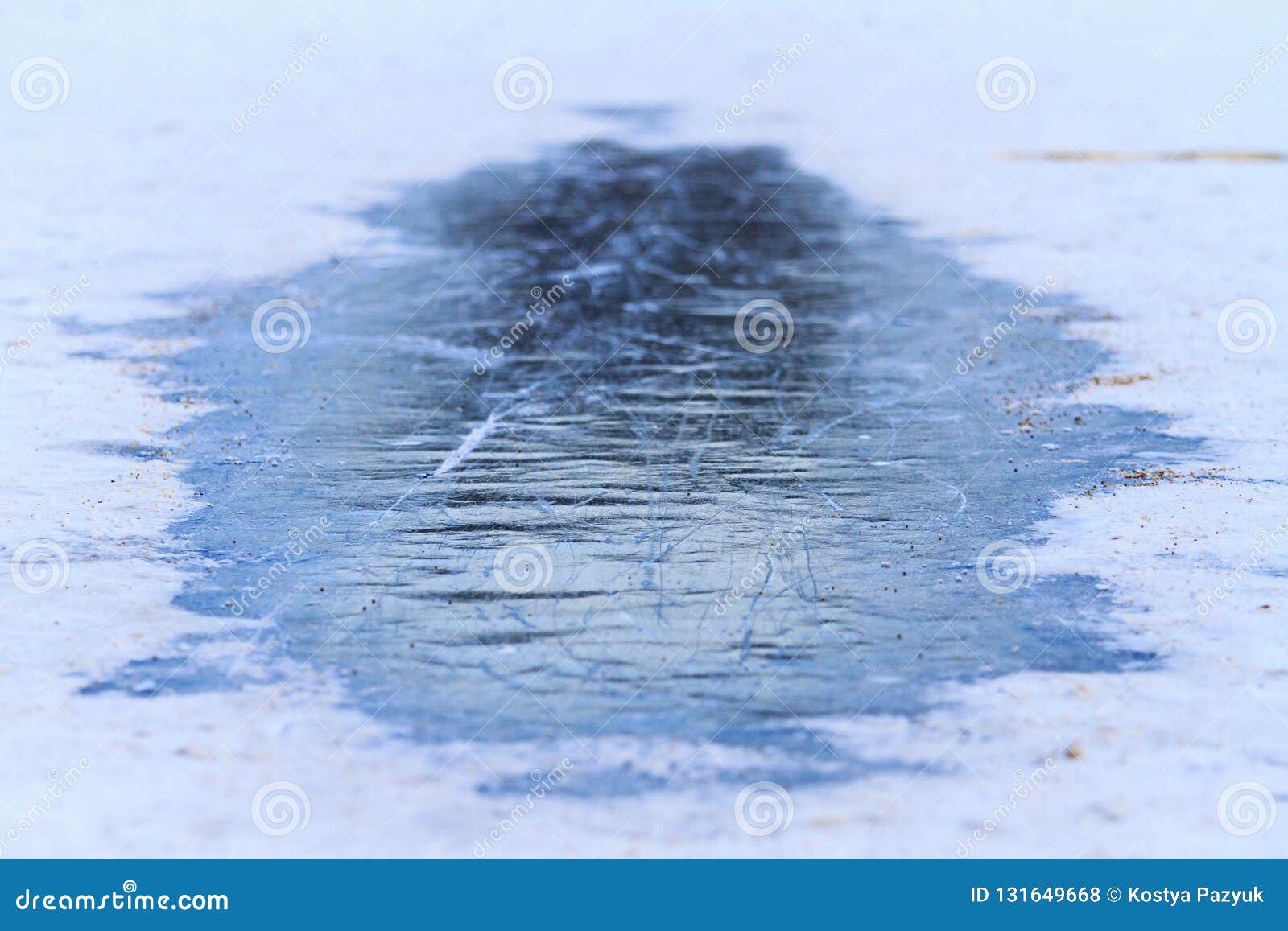 Ice rink on white snow stock photo. Image of line, natural - 131649668