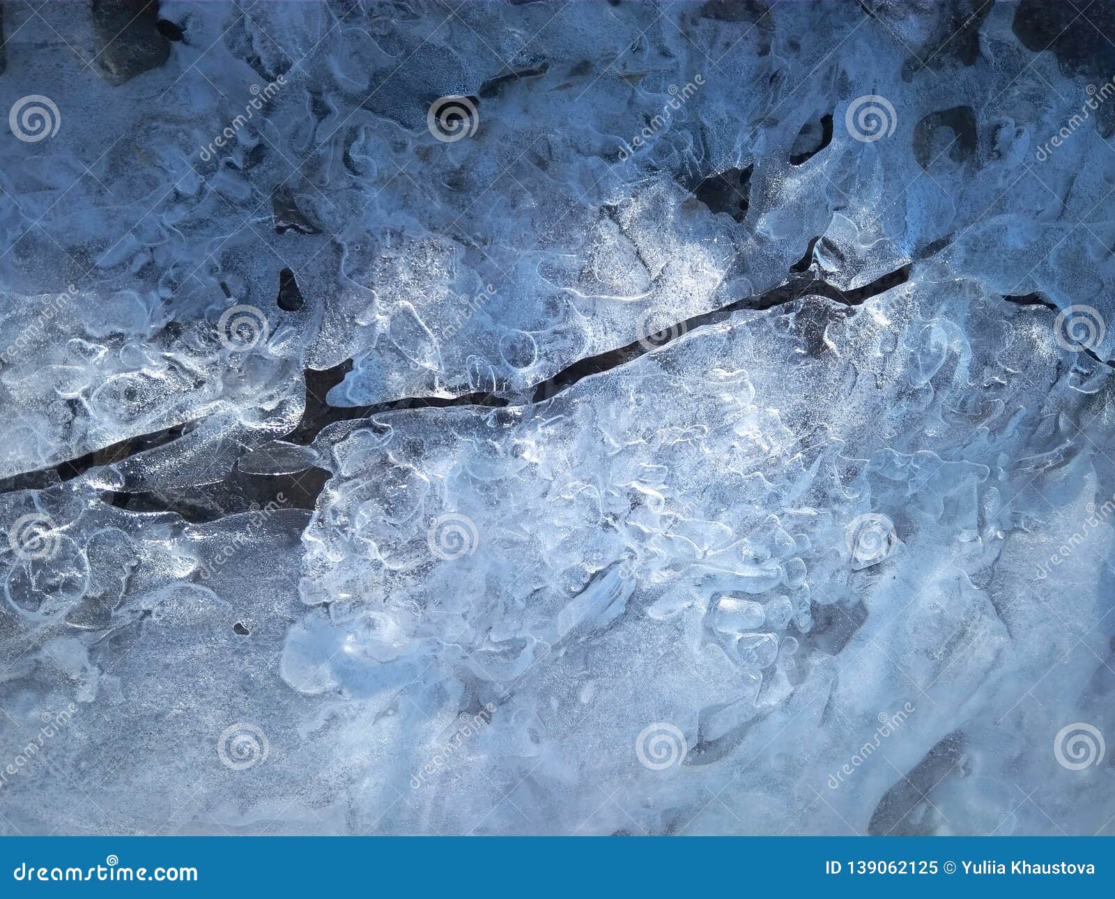 Ice on the River with Beautiful Patterns Stock Image - Image of blue ...