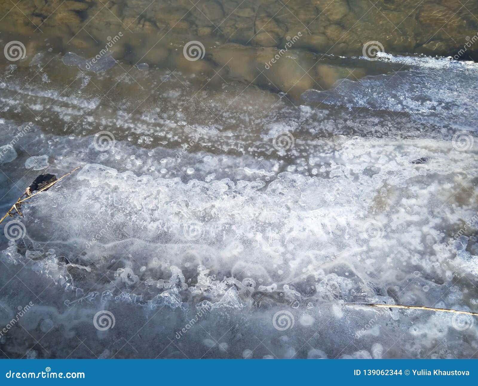 Ice on the River with Beautiful Patterns Stock Photo - Image of ...
