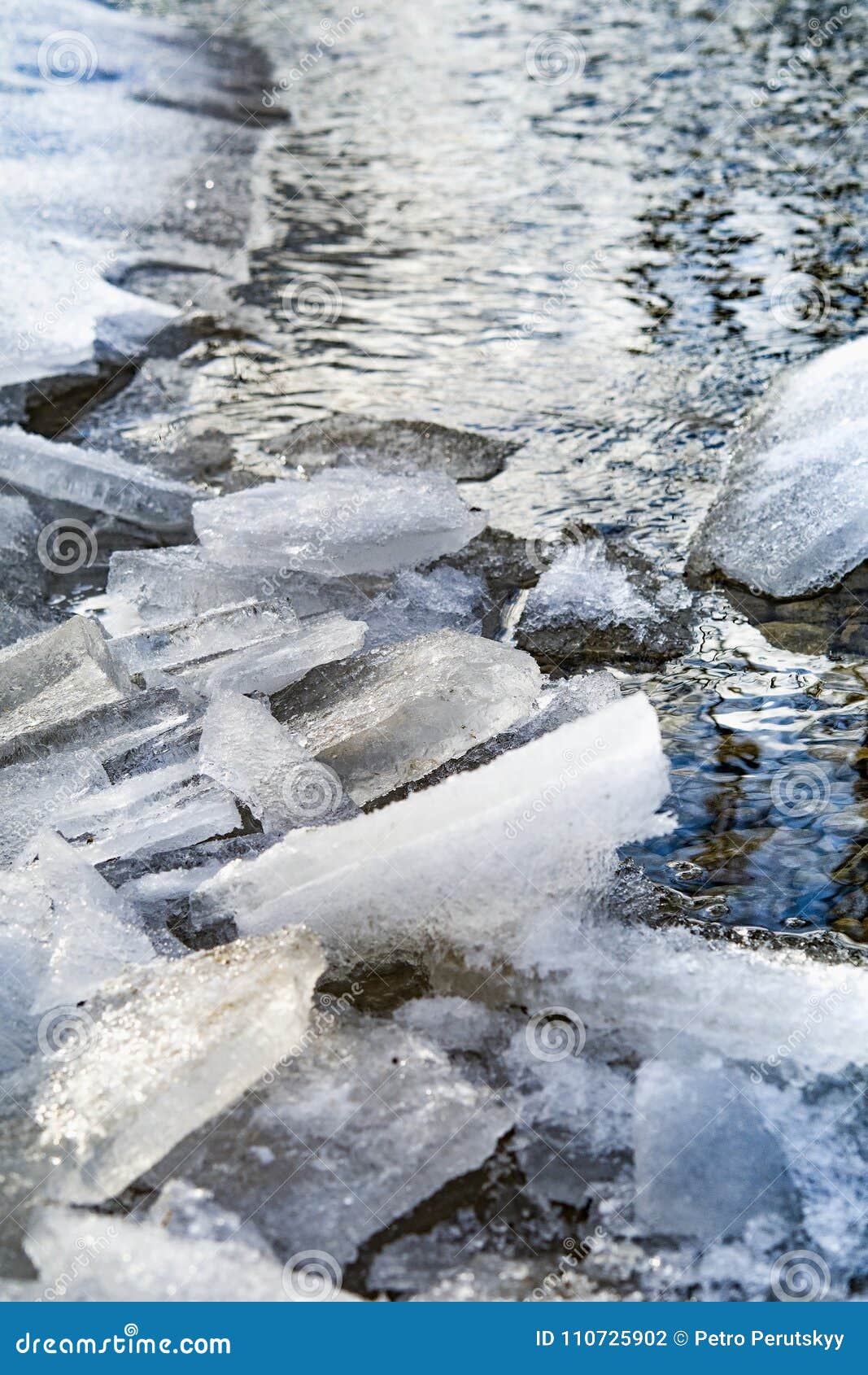 Ice in river stock photo. Image of crack, spring, natural - 110725902