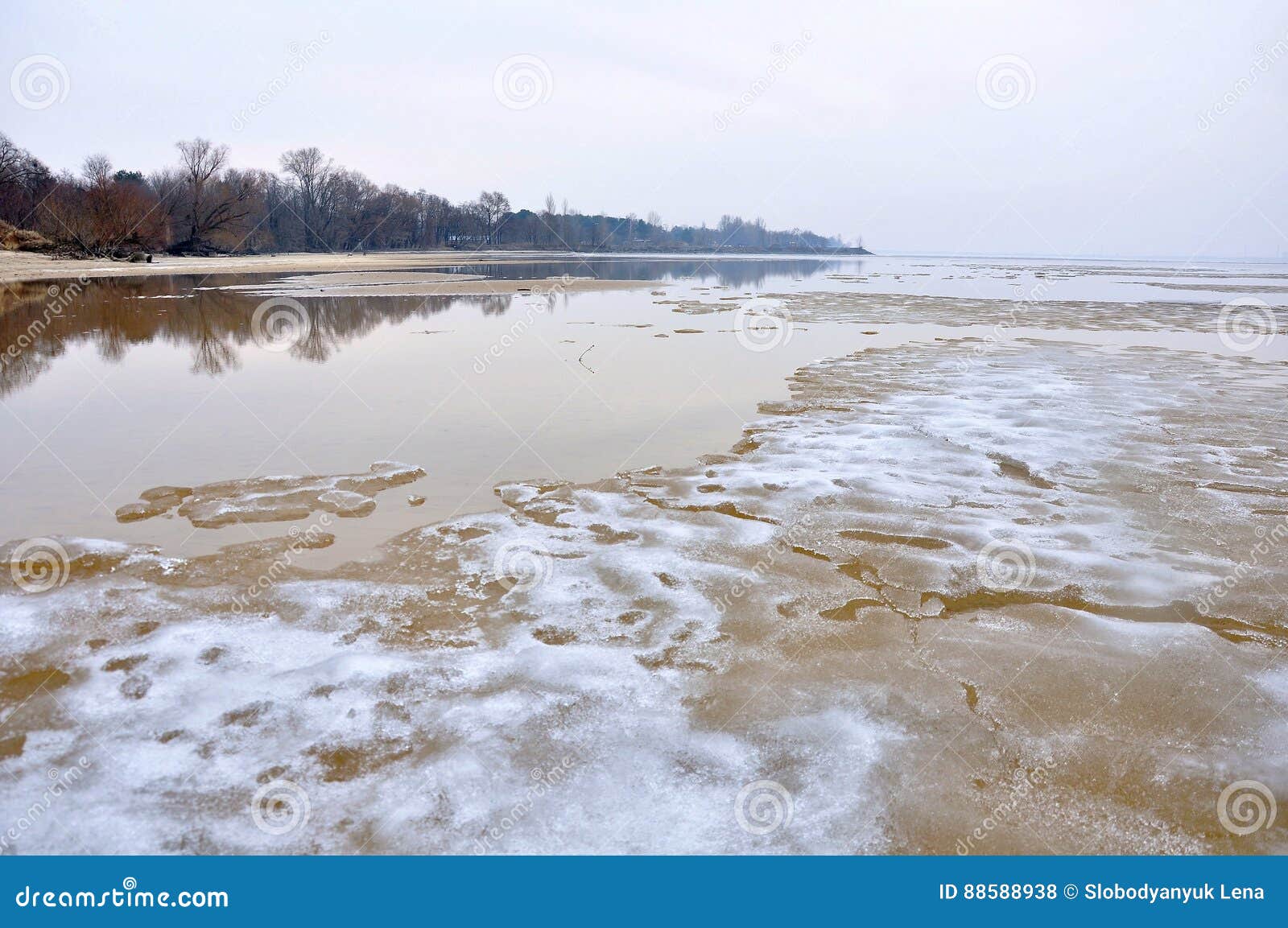 Ice on the river, the lake stock photo. Image of snowbreak - 88588938
