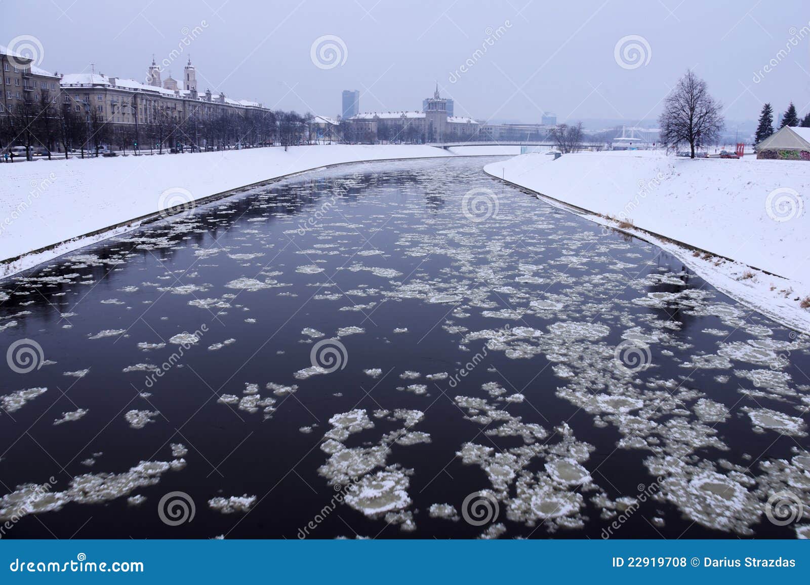 Ice in a River Neris in Town Stock Photo - Image of cold, frosty: 22919708