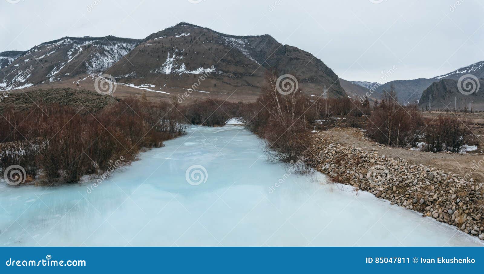 Ice on the River in the Spring. Stock Image - Image of icicles, lake ...