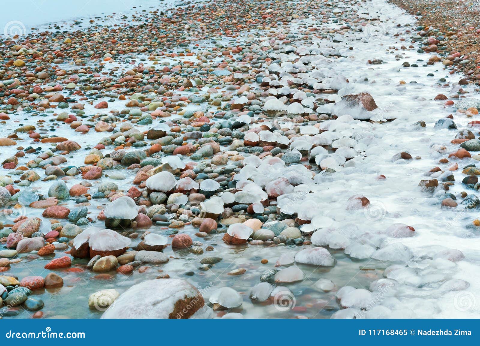 Ice on Rocks, Icy Rocks on the Sea Shore, Ice on Sea Rocks and Sand ...