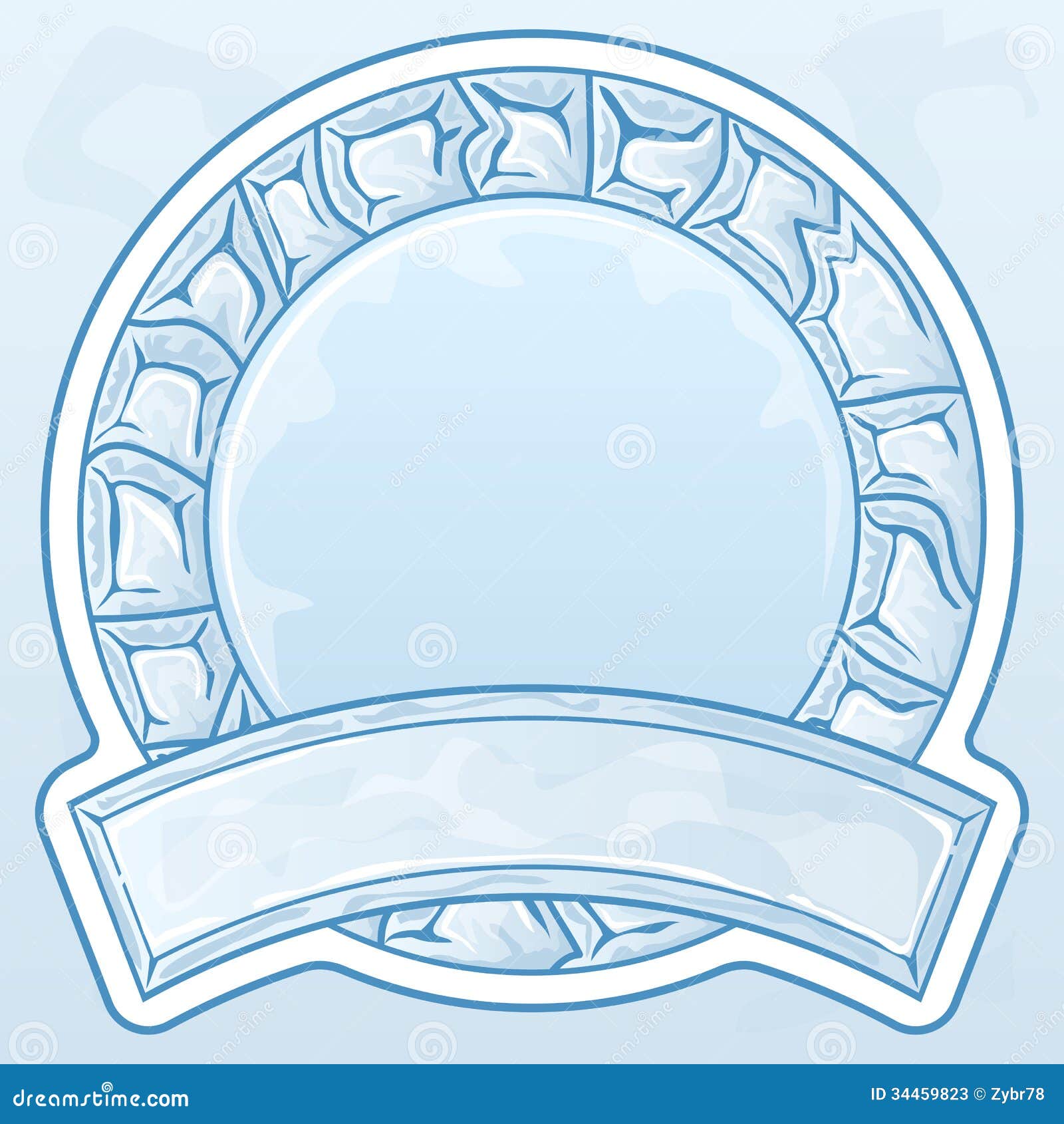 Ice Round Frame with Ribbon Stock Illustration - Illustration of ...