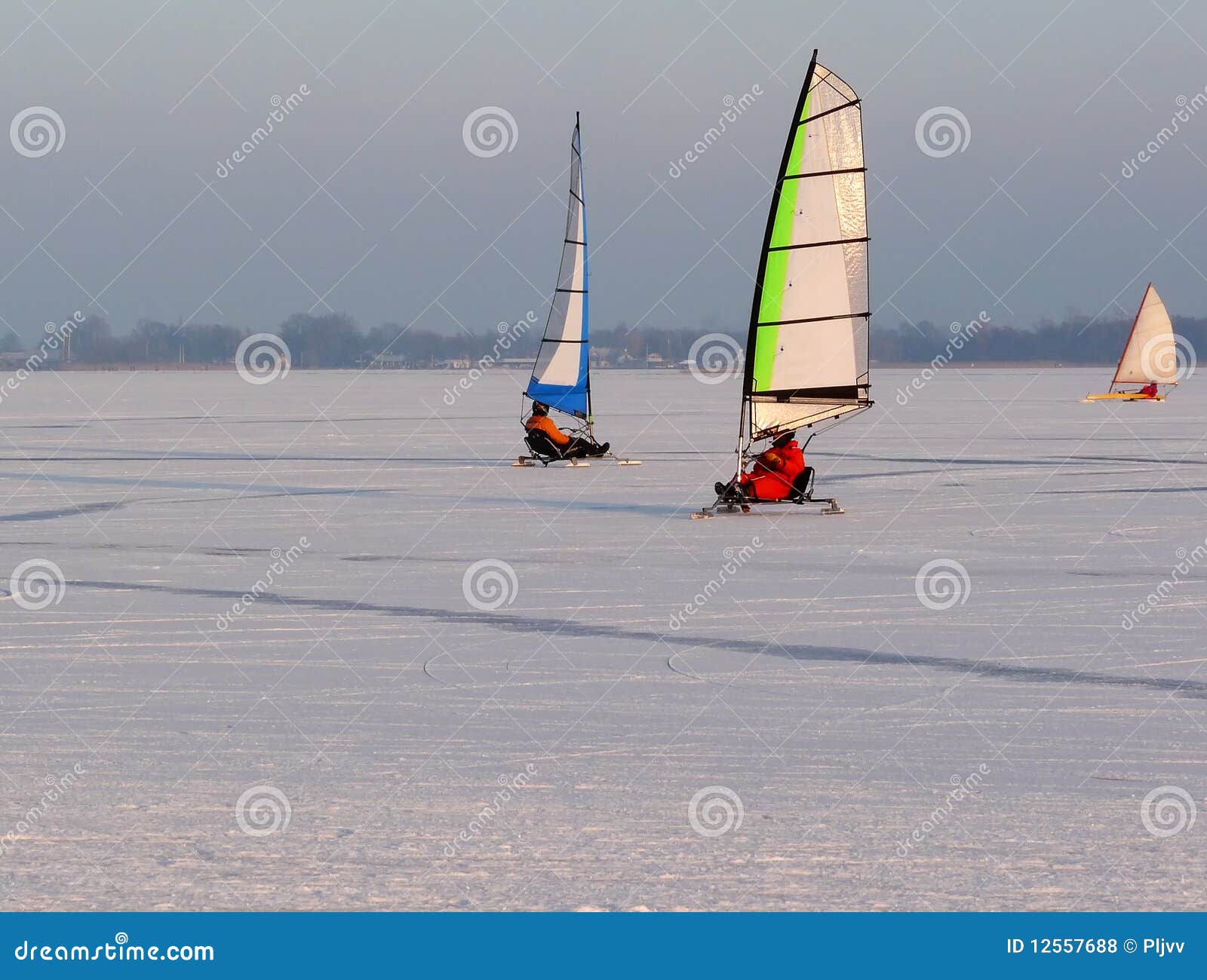 Ice sailing in winter stock photo. Image of hobby, race - 12557688