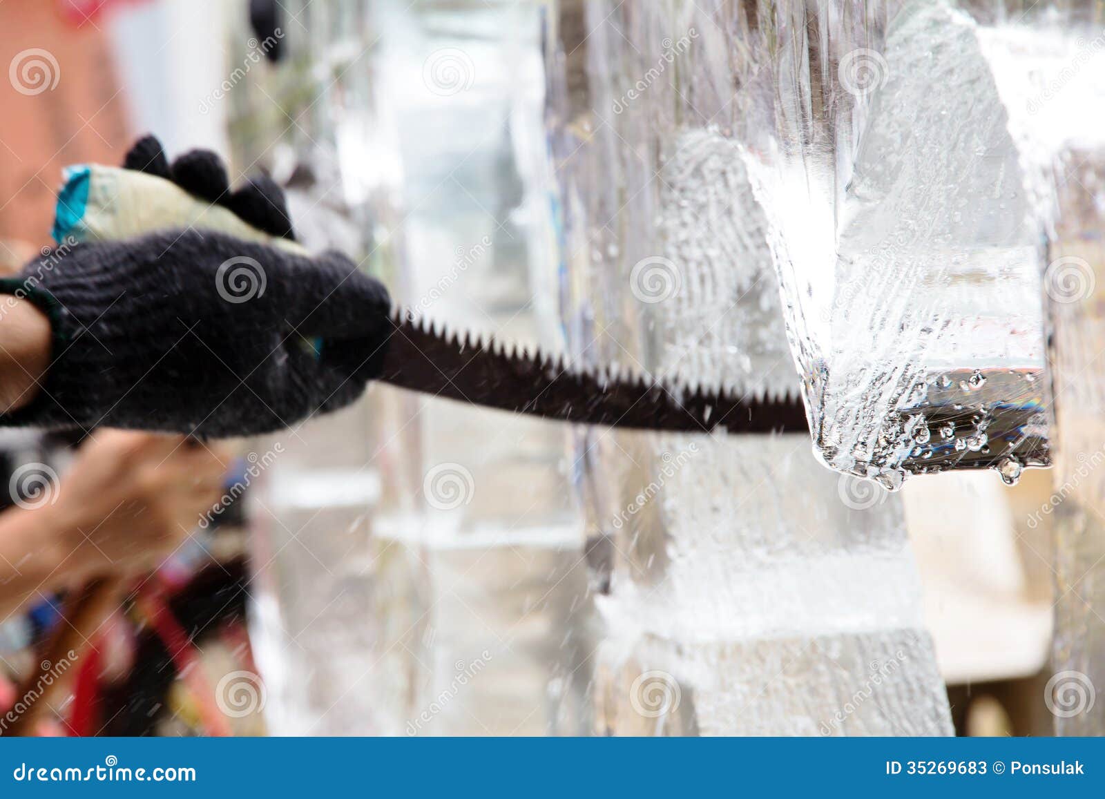 Ice Sculpting stock image. Image of frozen, sawing, chainsaw - 35269683