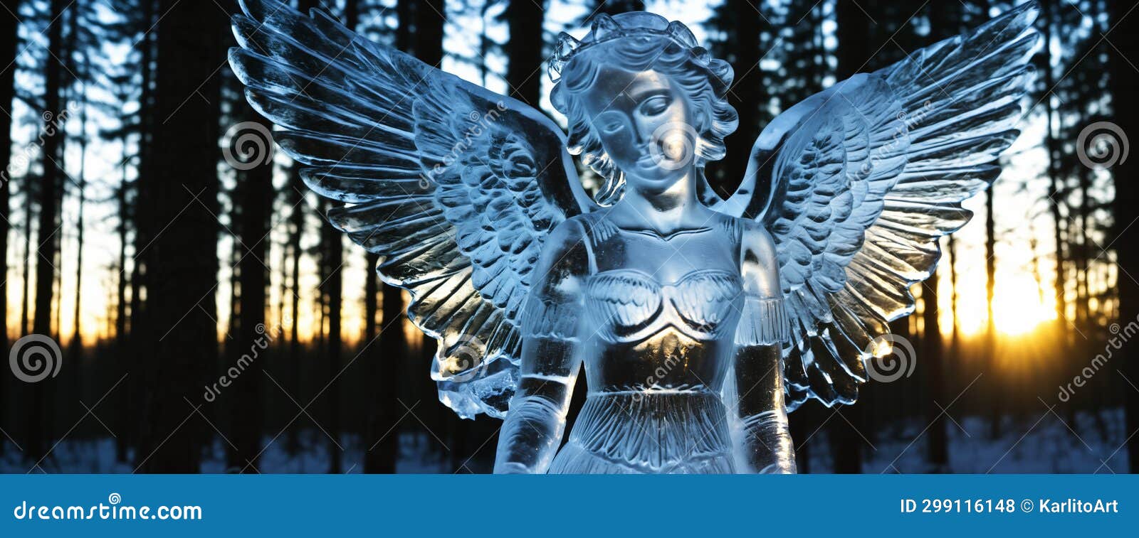 Angel Ice Sculpture At Sunset Stock Illustration Illustration Of Faith Light 299116148